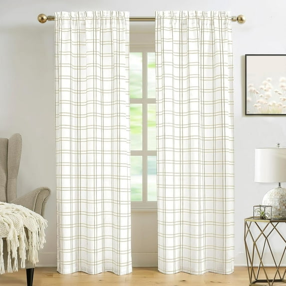 Buffalo Plaid Window Treatment Set,Light Filtering Curtain Woven Lines ...