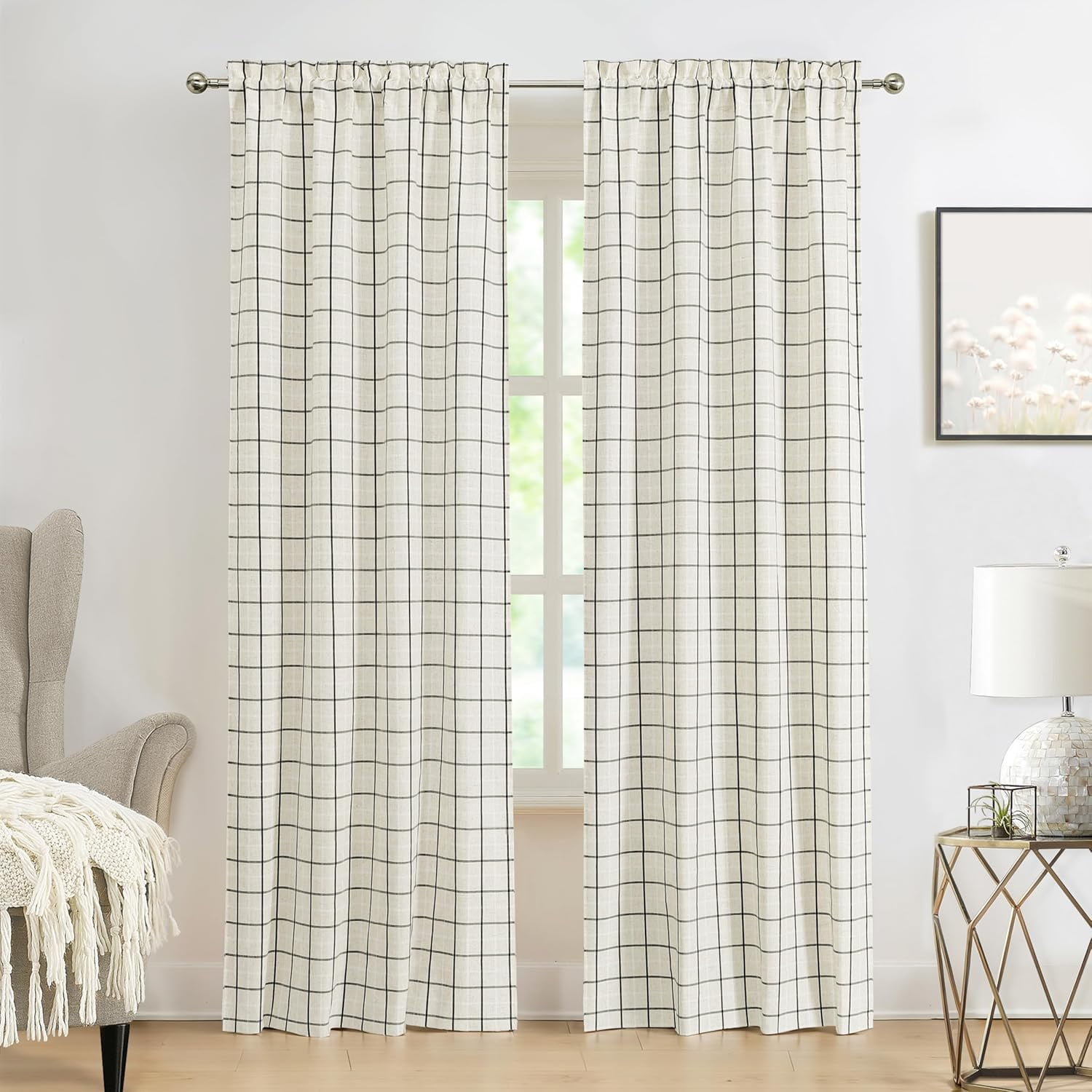 HRCAHF Buffalo Plaid Window Treatment Set, 2 Panels 40"x84" - Walmart.com