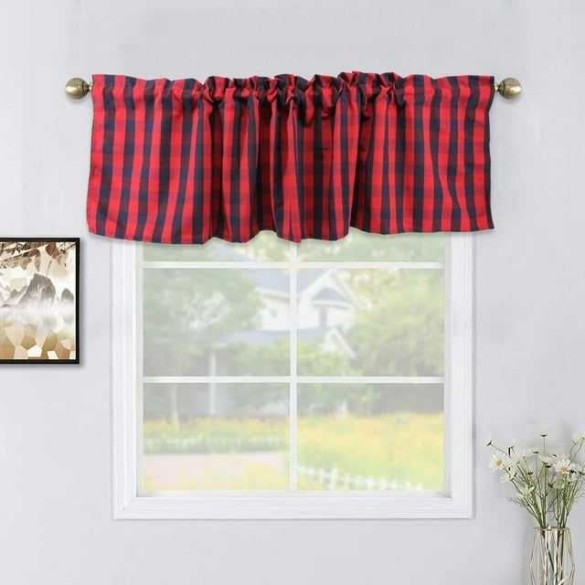 Buffalo Plaid Window Valances, 2 Pack Farmhouse Check Cotton Curtains ...