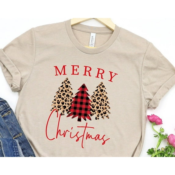 Buffalo Plaid Winter Holiday Tree Shirt: Leopard Print, Womens Winter ...