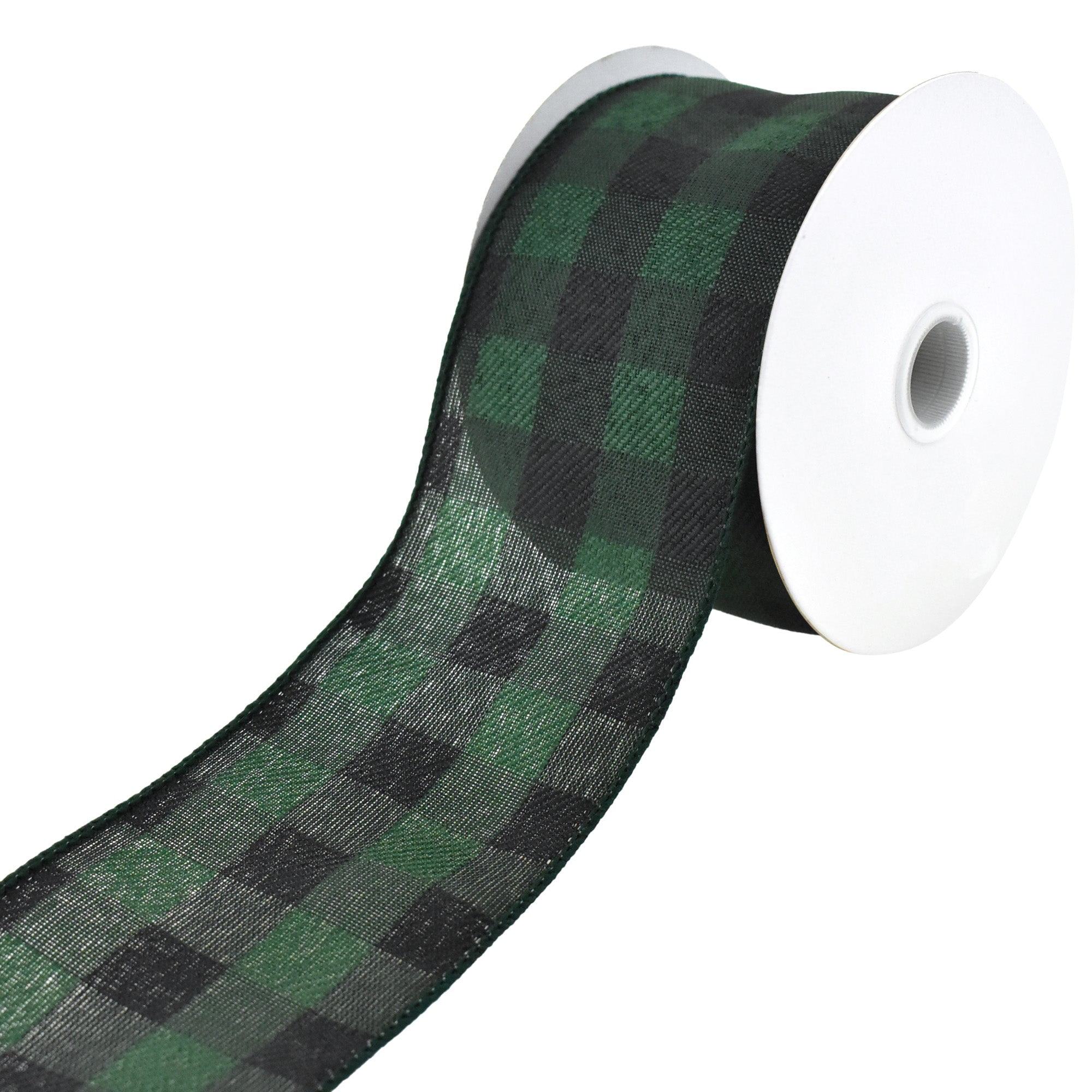 Buffalo Plaid Wired Ribbon, 2-1/2-Inch, 10-Yard - Hunter Green/Black ...