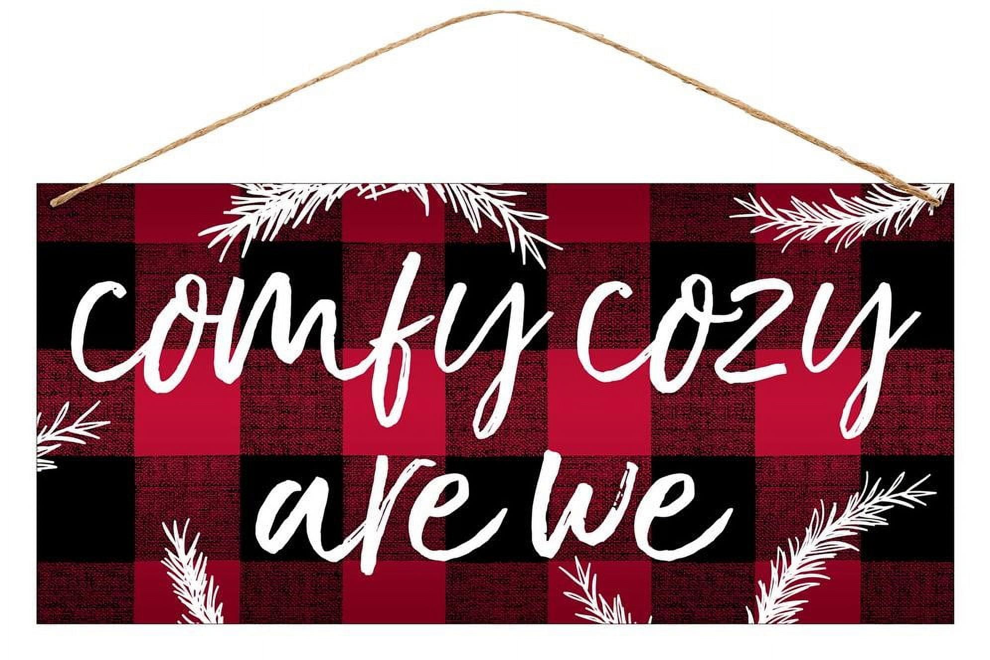 Buffalo Plaid Wooden Welcome Sign - 12.5" x 6", Red & Black, Christmas ...