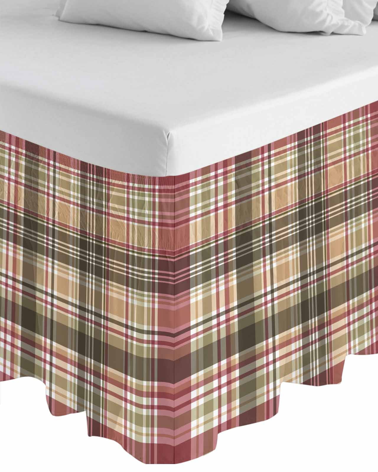 Buffalo Plaid Wrap Around Bed Skirts for King Bed 18" Drop, Bed Skirt ...