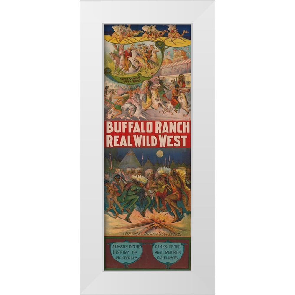 Buffalo Ranch Show Poster 14x32 White Modern Wood Framed Museum Art ...