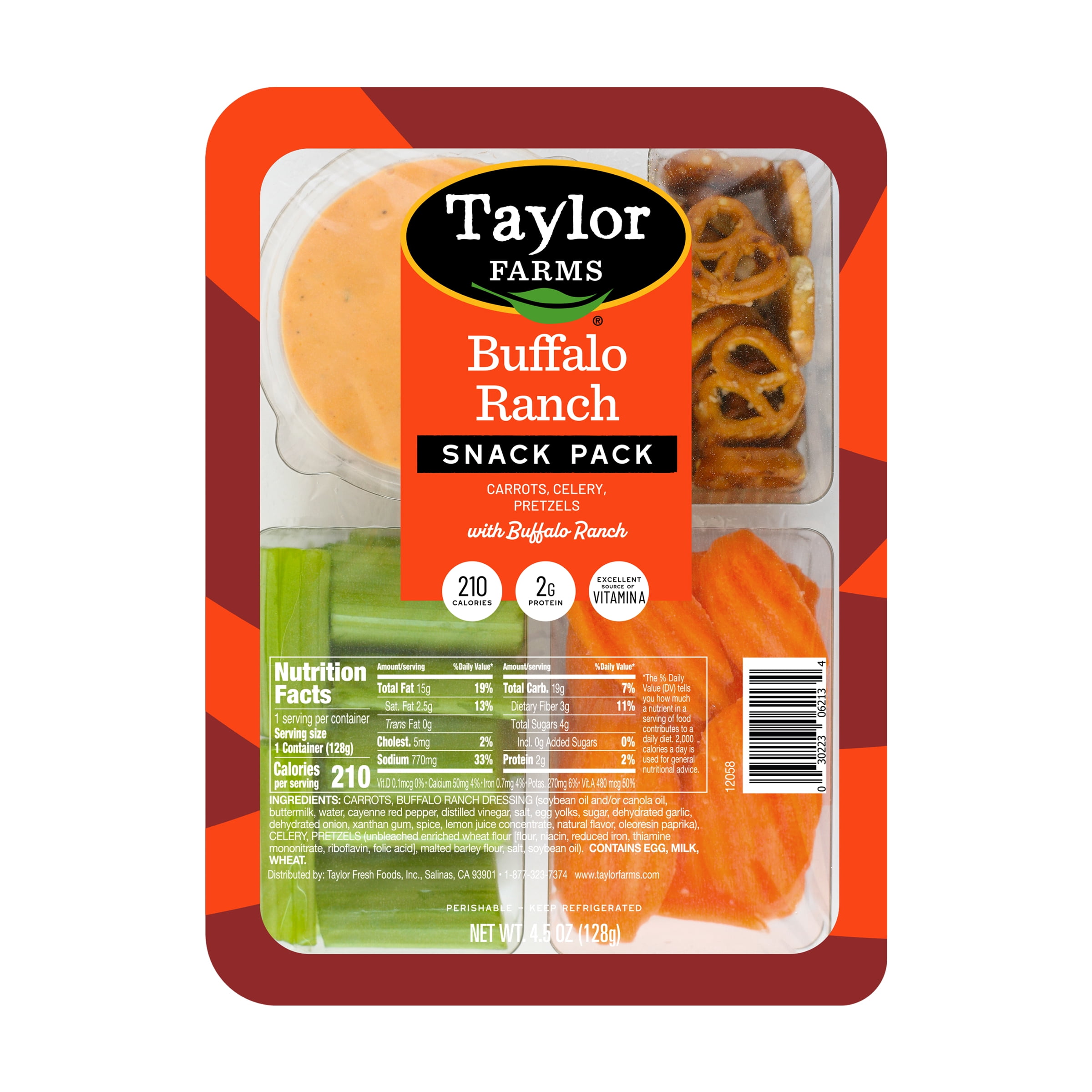 Buffalo Ranch Snack with Celery, Carrots, & Pretzels, 4.5 oz Tray ...