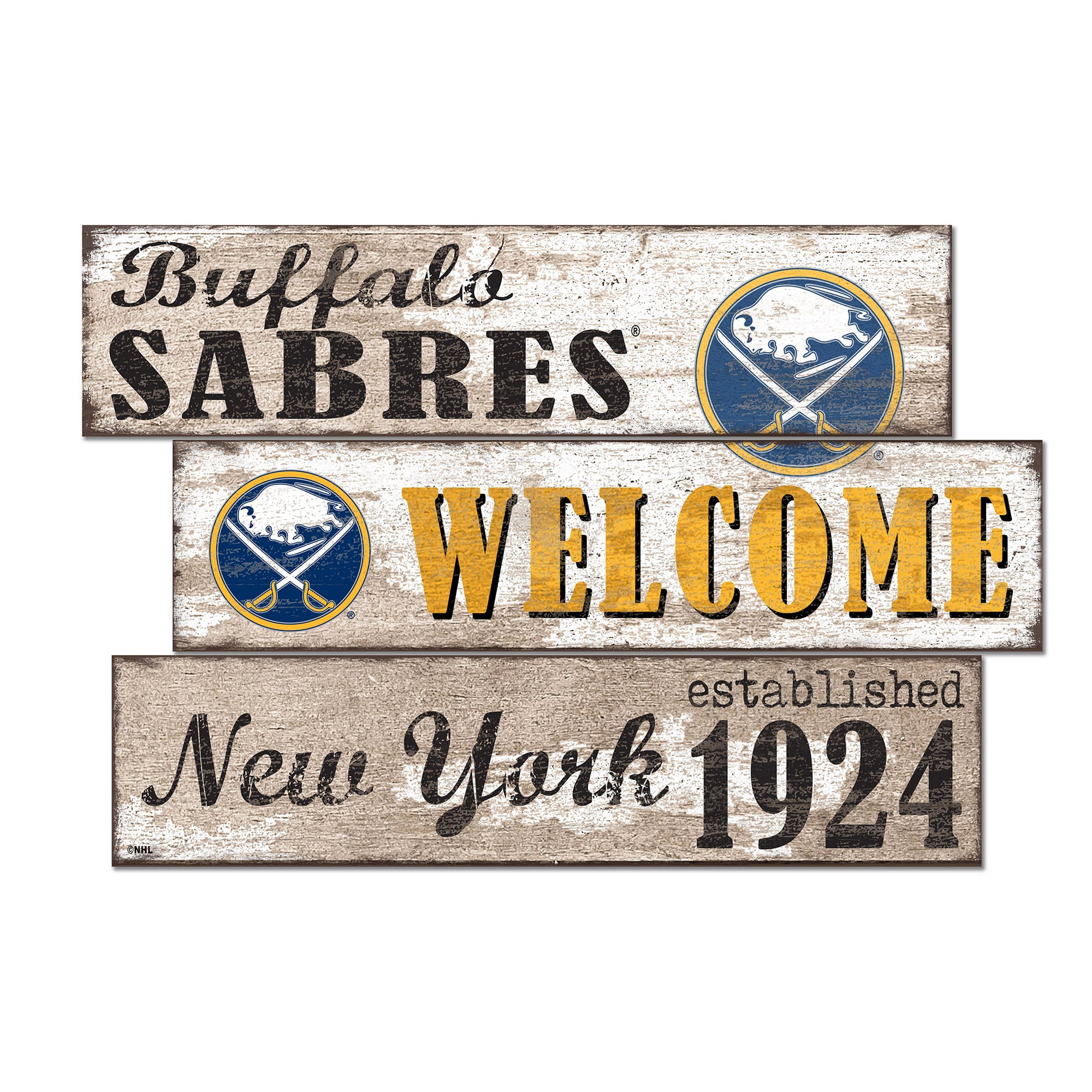 Buffalo Sabres 24" 3-Plank Welcome Sign - Walmart.com