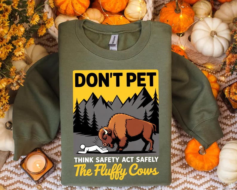 Buffalo Safety Sign Shirt: National Park Hiking Gift All Size S-5Xl ...