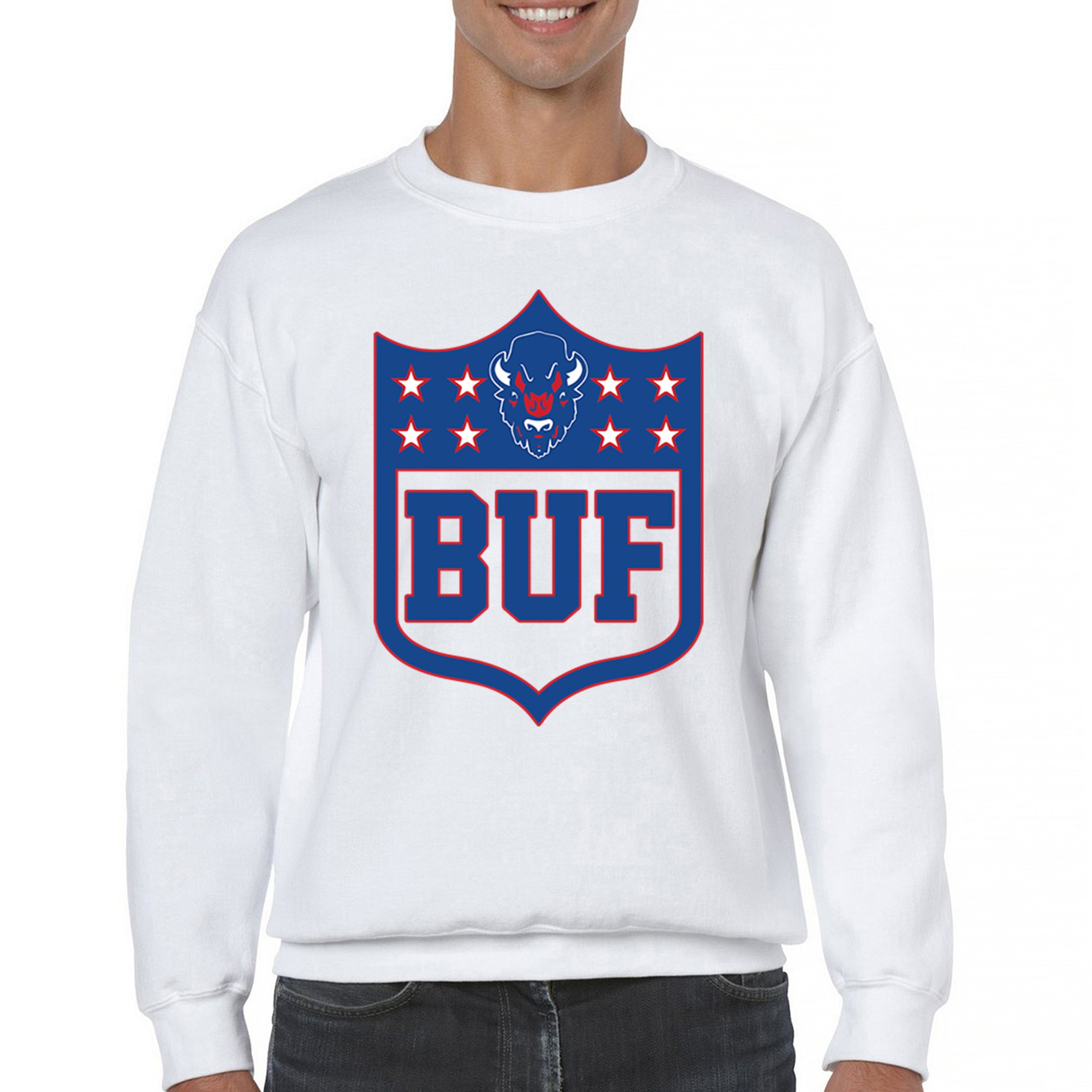 Buffalo Shield Crewneck Sweatshirt Game Night Fantasy Football Fan ...