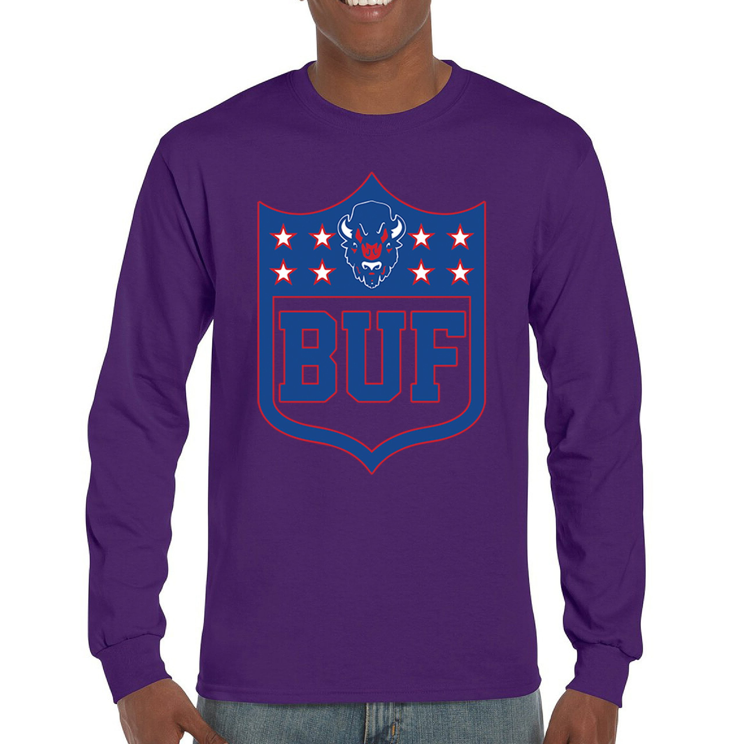 Buffalo Shield Long Sleeve T-shirt Game Night Fantasy Football Fan ...