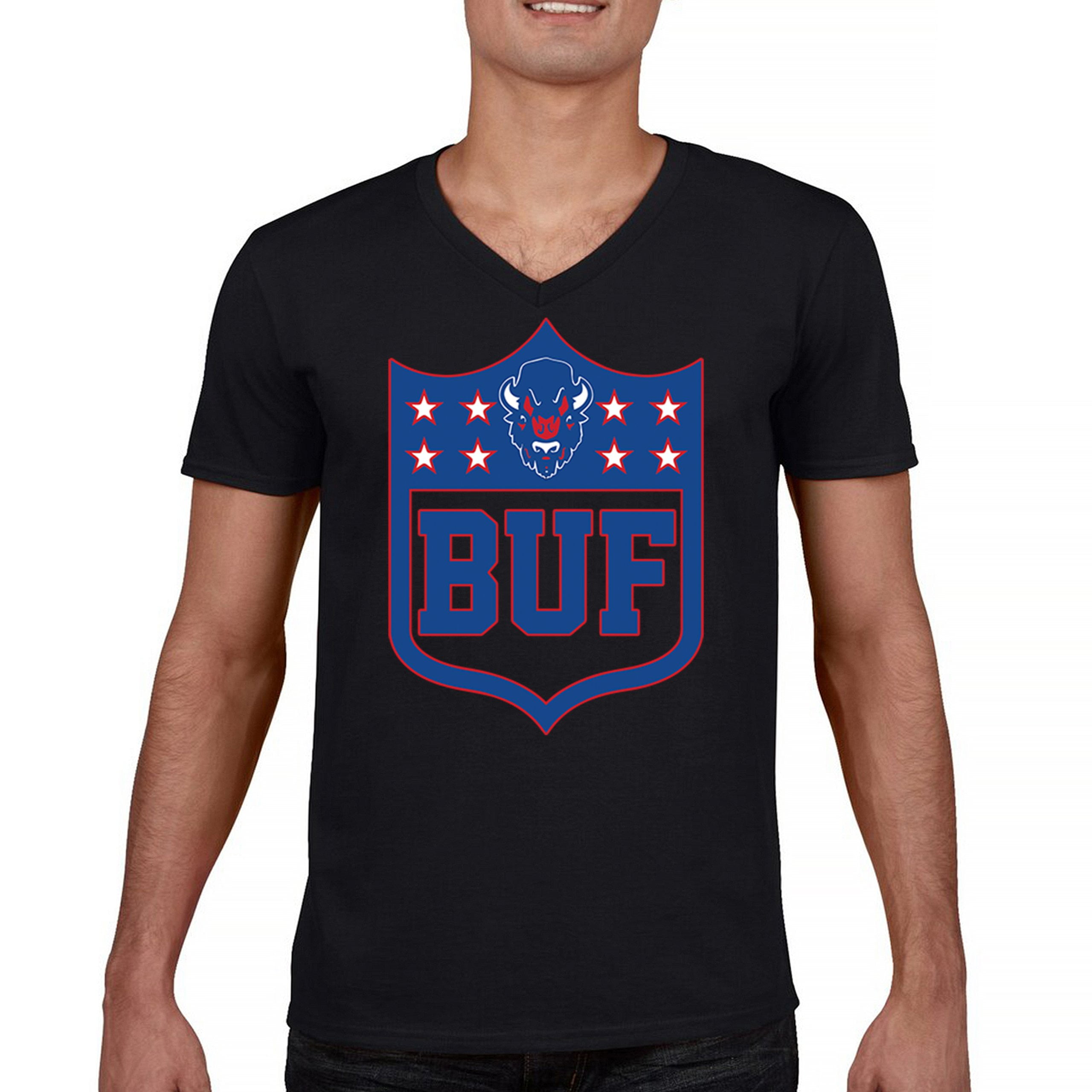 Buffalo Shield Men's V-Neck T-shirt Game Night Fantasy Football Fan ...