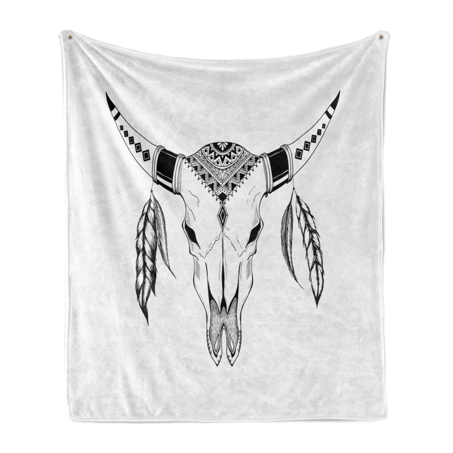 Buffalo Soft Flannel Fleece Throw Blanket, Mexican Skull Art Bison with ...