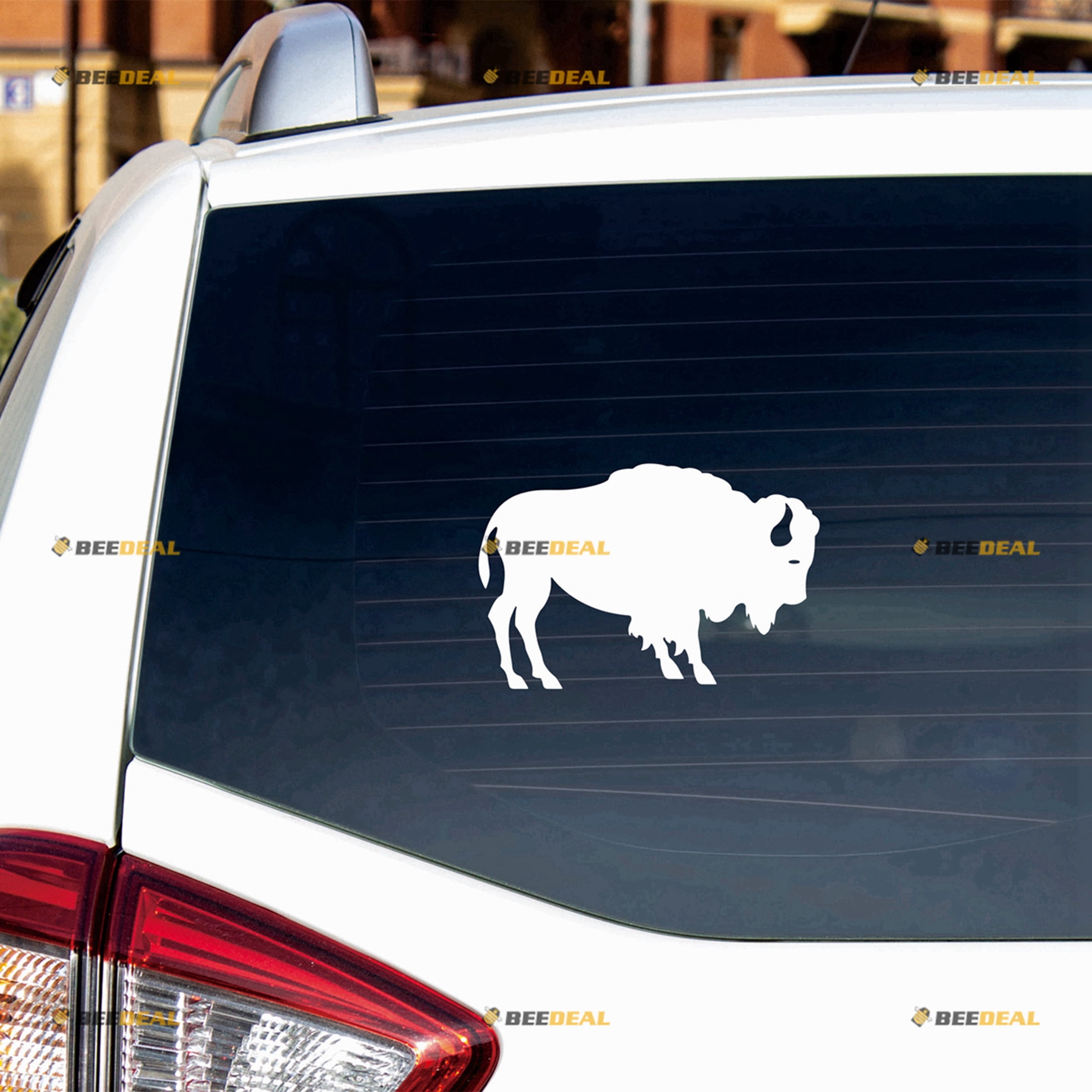 Buffalo Sticker Decal Vinyl - 2 Pack White 4" - For Car Boat Laptop Cup ...
