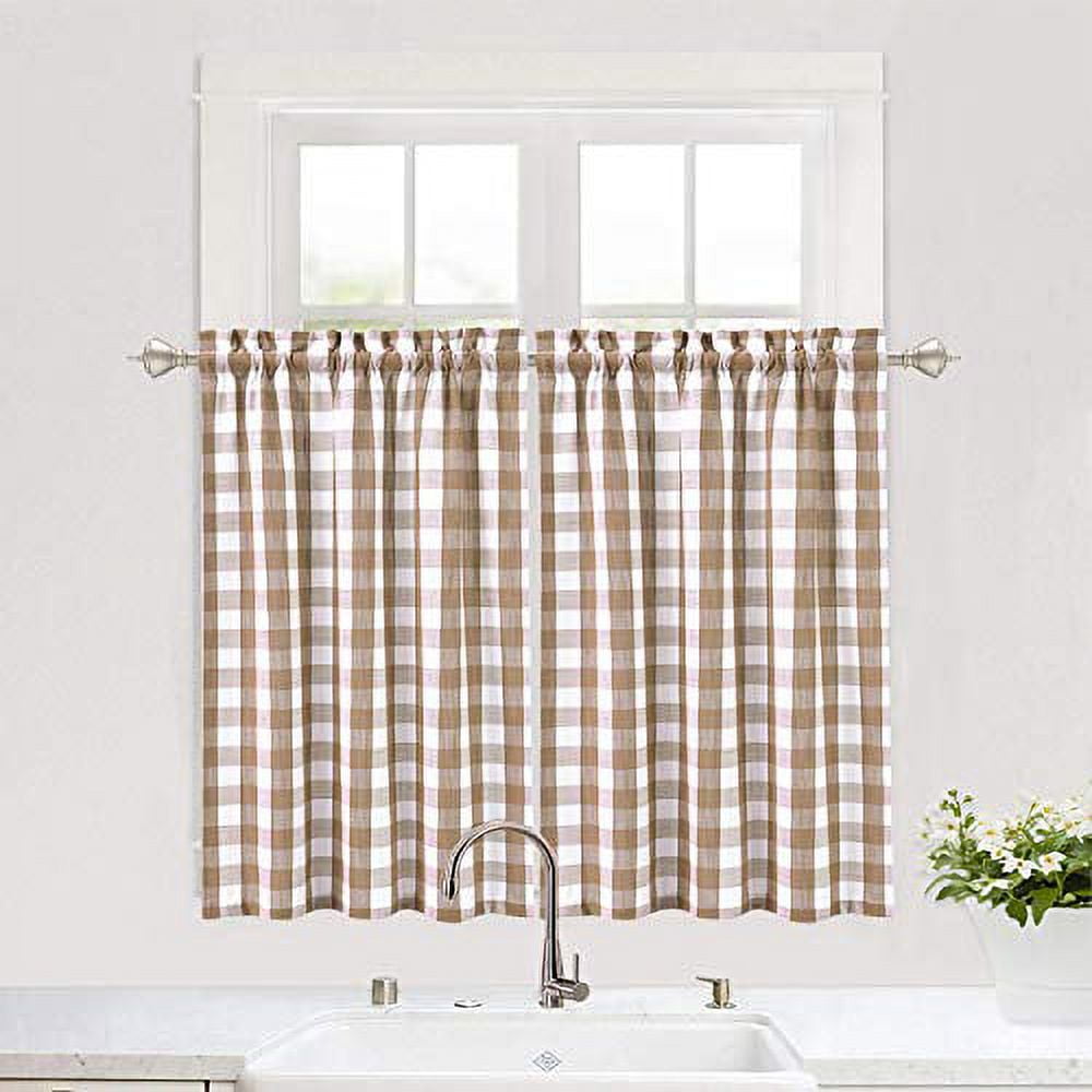 Buffalo Tier Curtains for Kitchen Windows, Thick Yarn Dyed Café ...