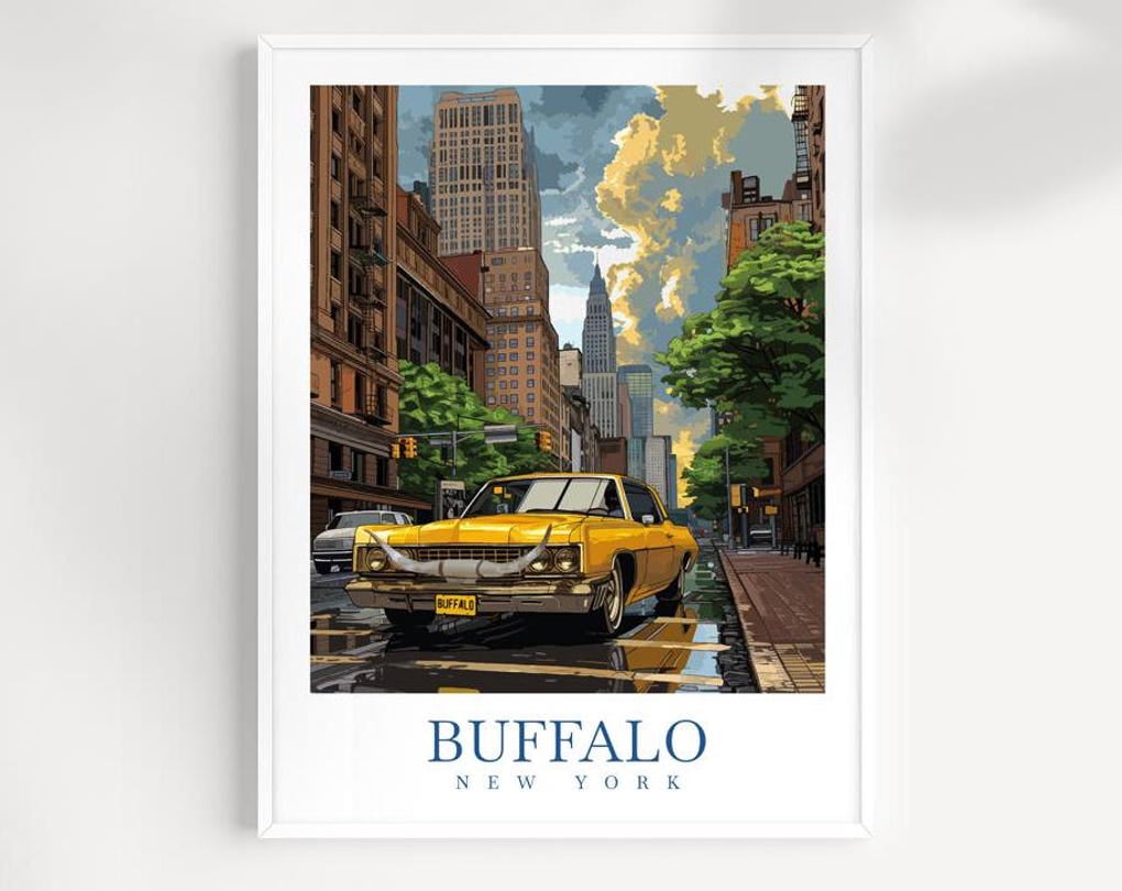 Buffalo Travel Print Wall Art New York Wall Hanging Home Décor Buffalo ...