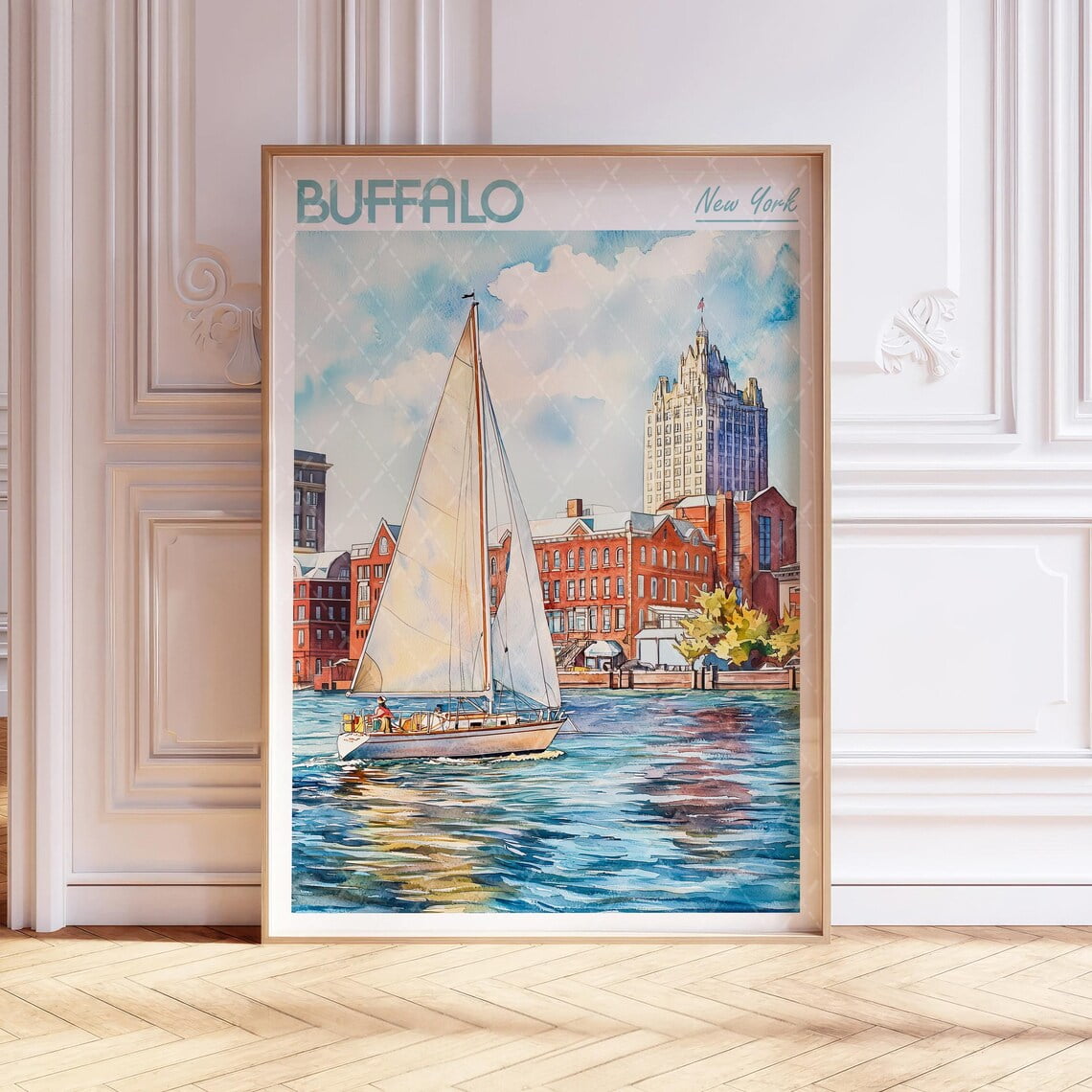 Buffalo Watercolor Art Print - New York City Print - New York Usa ...