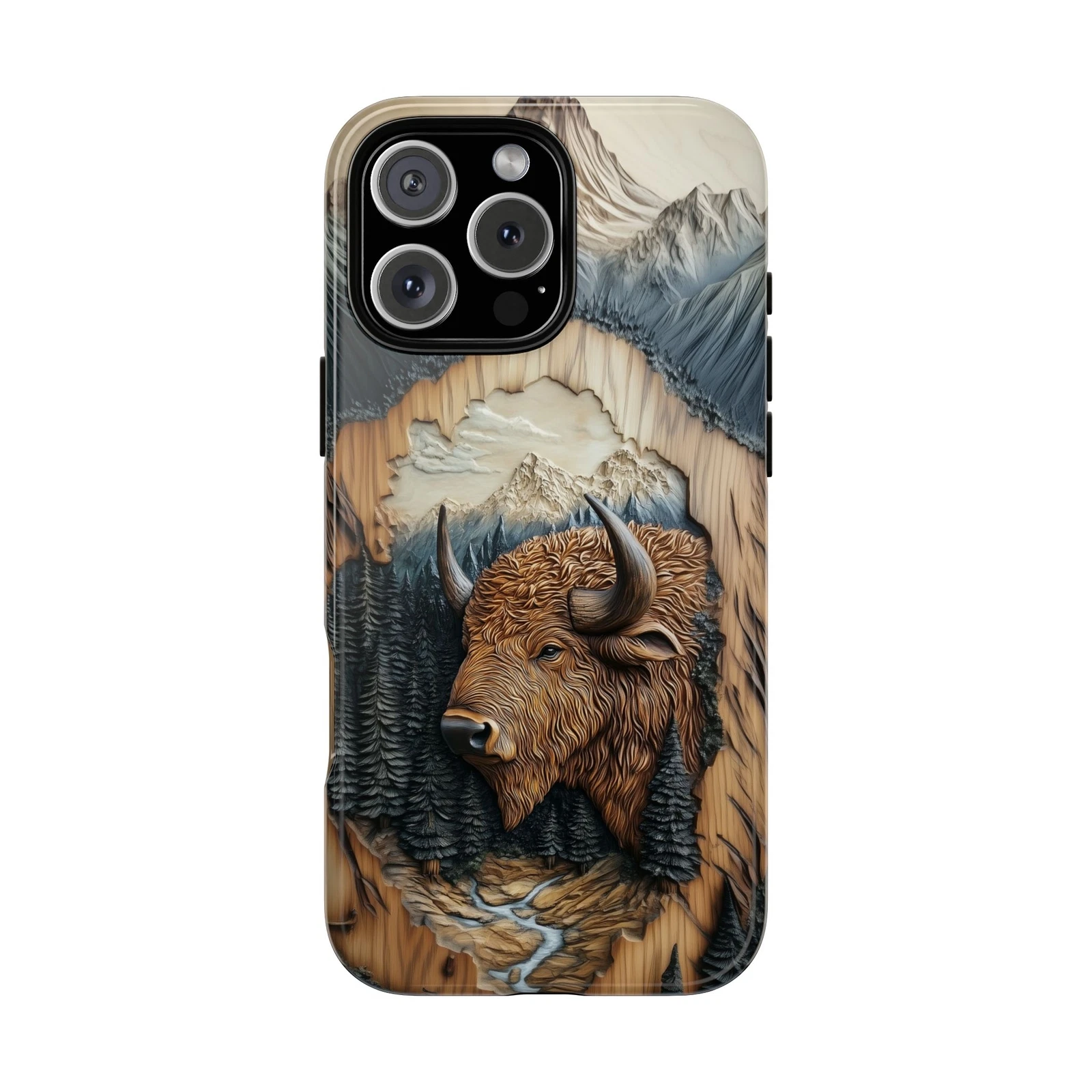 Buffalo Wilderness Forest Scenic Art Phone Case for iPhone 11 to 16 Pro ...