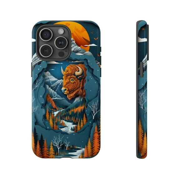 Buffalo Wilderness Scenic Mountain Woods Wildlife Art Phone Case with ...