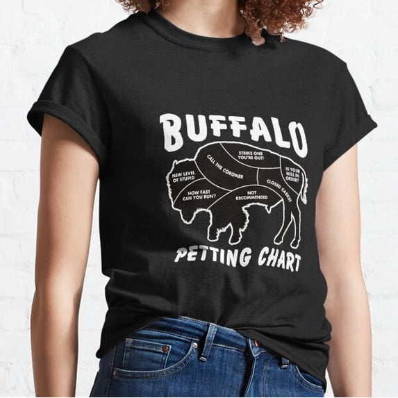 Buffalo Wildlife Petting Chart For Bison Lovers Classic T-shirt ...