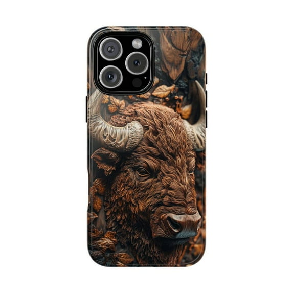 Buffalo Wooden Carving Rustic Artwork Design Phone Case with iPhone 11 ...