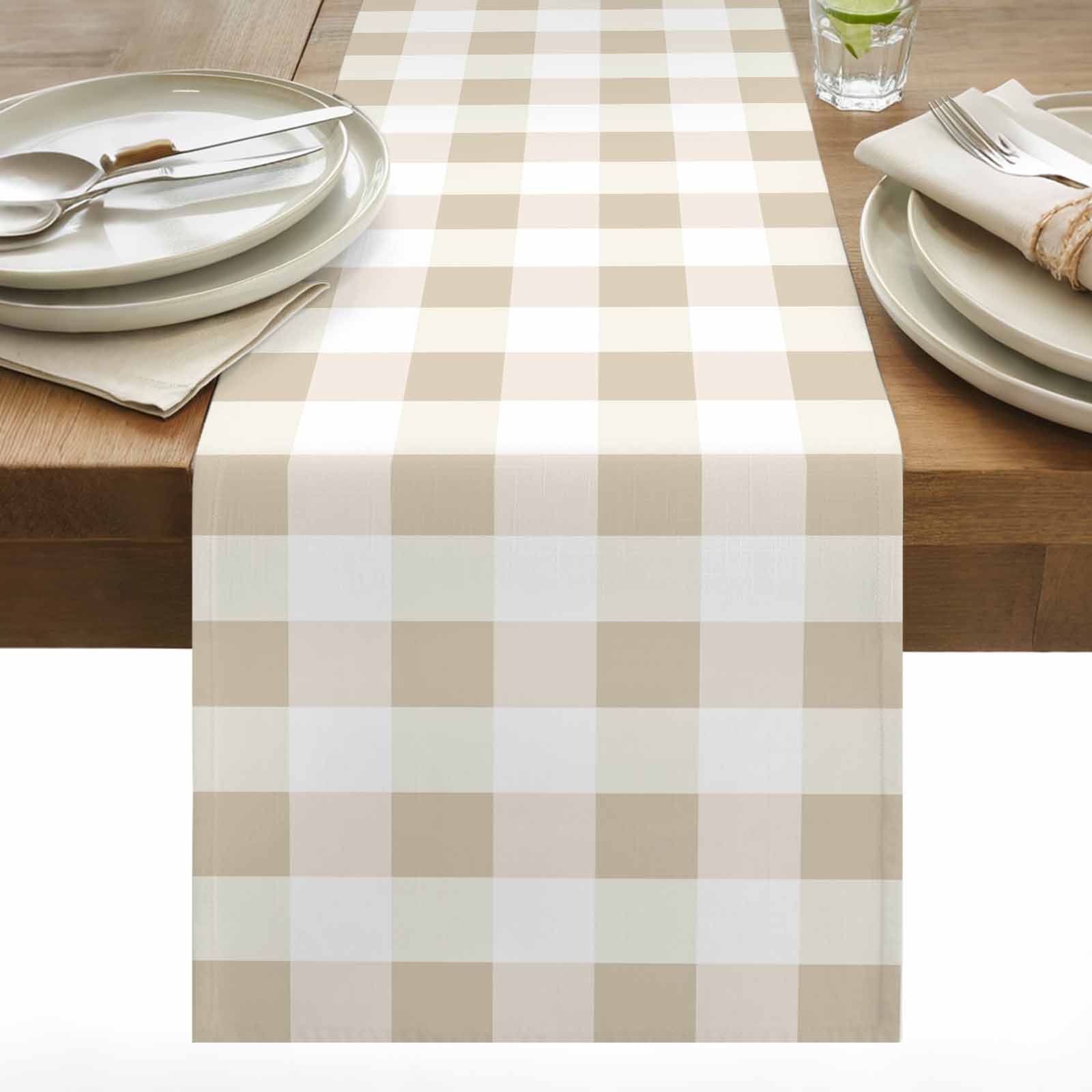 Buffalo Yellow Plaid Cotton Linen Table Runner Spring Simple Pattern ...