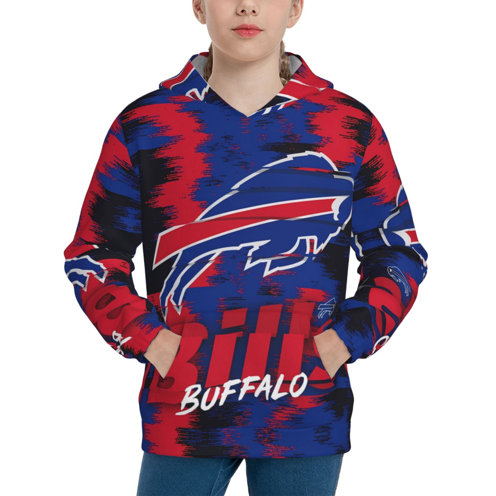 Buffalo Youth Long-Sleeved Hooded Sweatshirt, Soft Hooded Pullover For ...