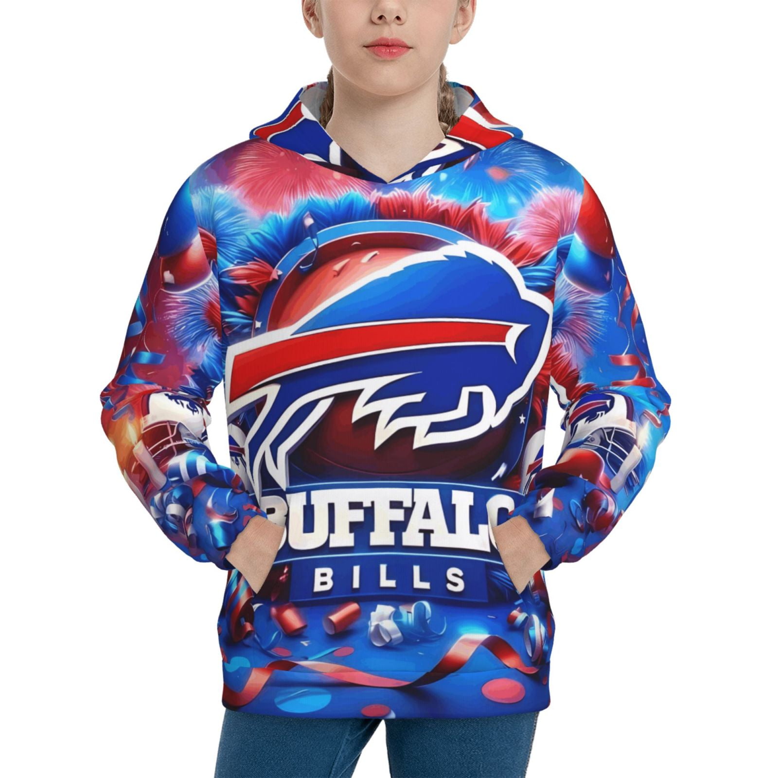 Buffalo Youth Long-Sleeved Hooded Sweatshirt, Soft Hooded Pullover For Bo_ys And Gi_rls ...