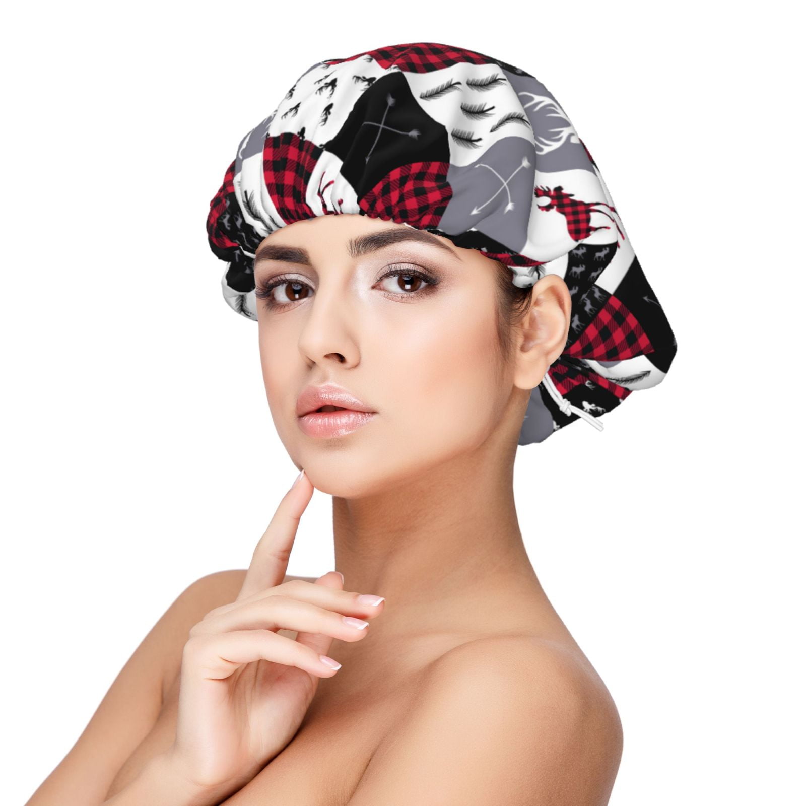 Buffalo plaid Elk arrows deer moose Silk Bonnet for Sleeping Women Men ...
