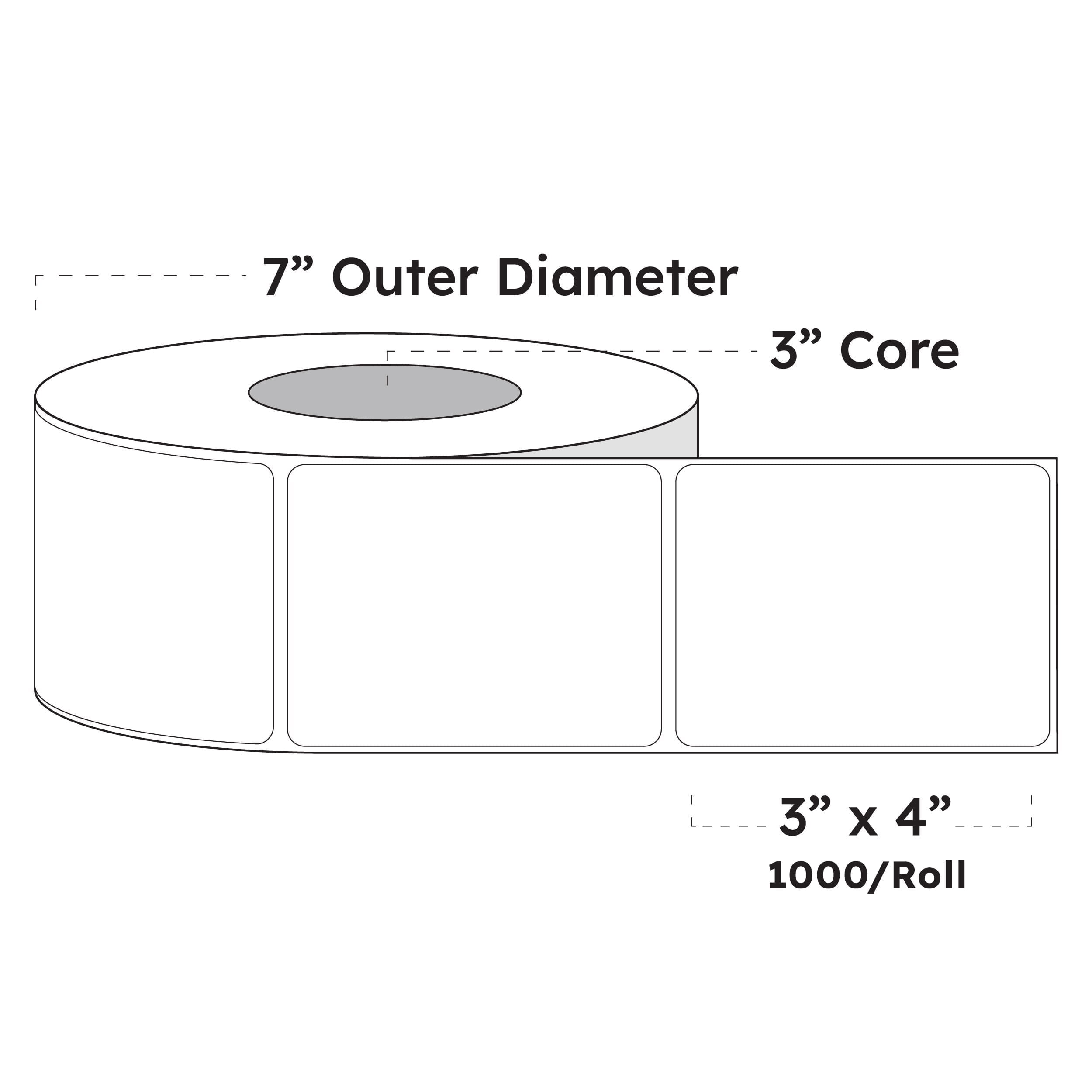 BuffaloLabel 3" x 4" x 1000 Labels - White Gloss BOPP Roll Inkjet ...