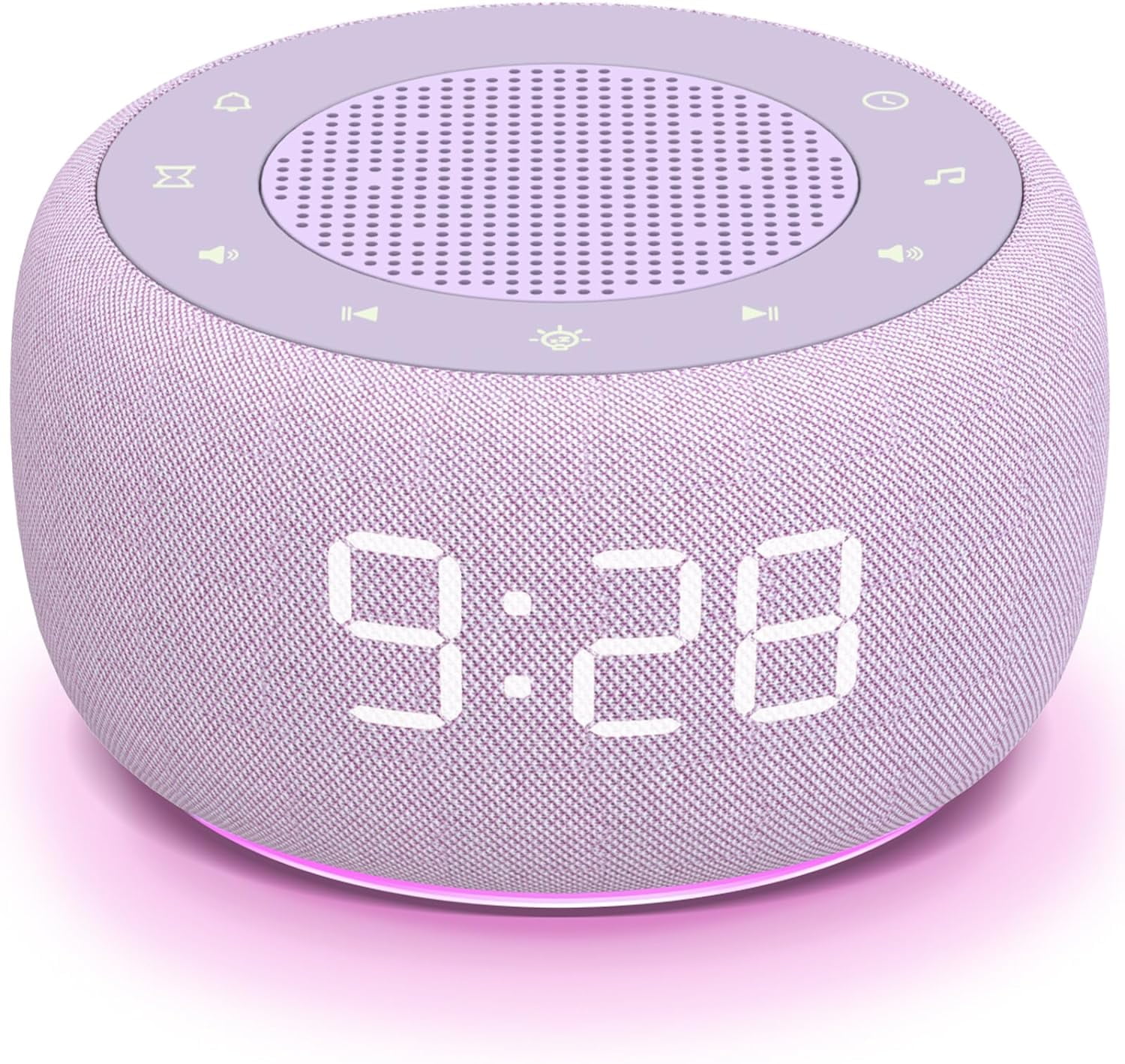 Buffbee Sound Machine & Alarm Clock 2-in-1, 0-100% Clock Face ...