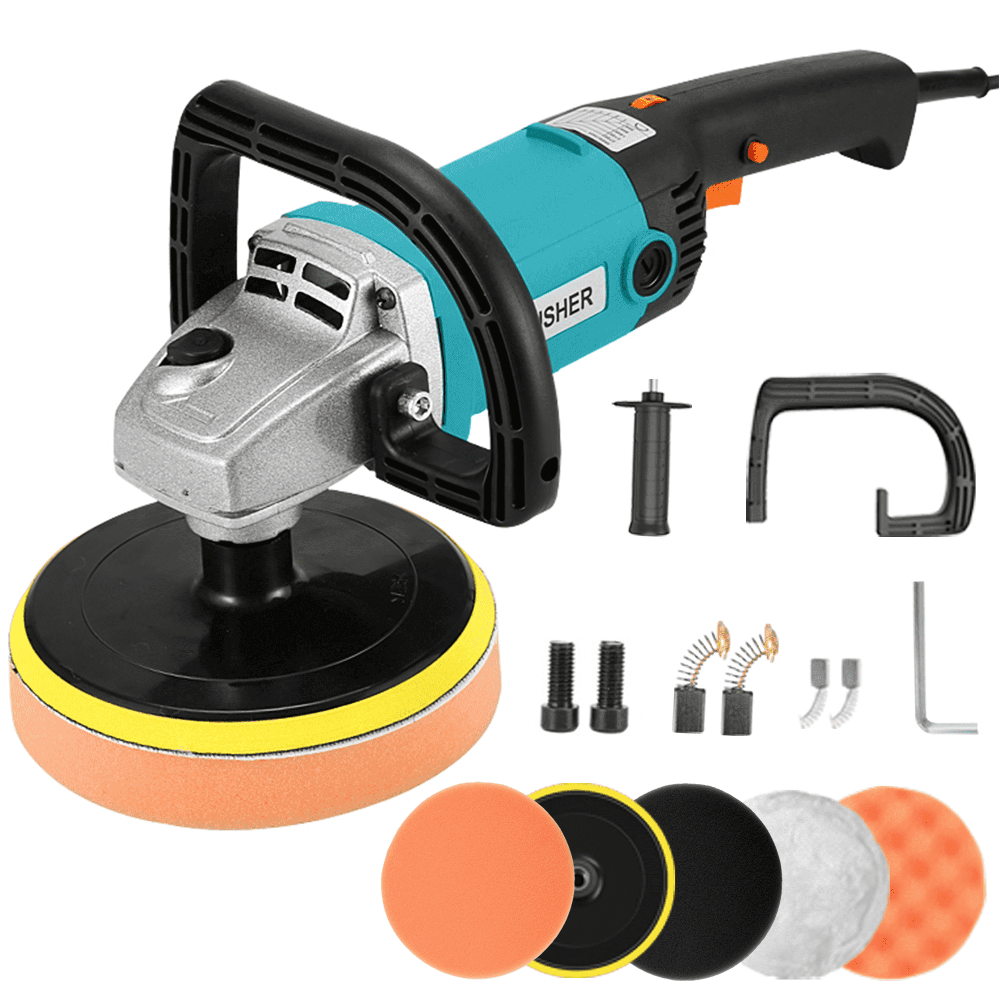 Buffer Polisher, 1600W 7 Inch/6 Inch, 6 Variable Speed 1000-3500 RPM ...