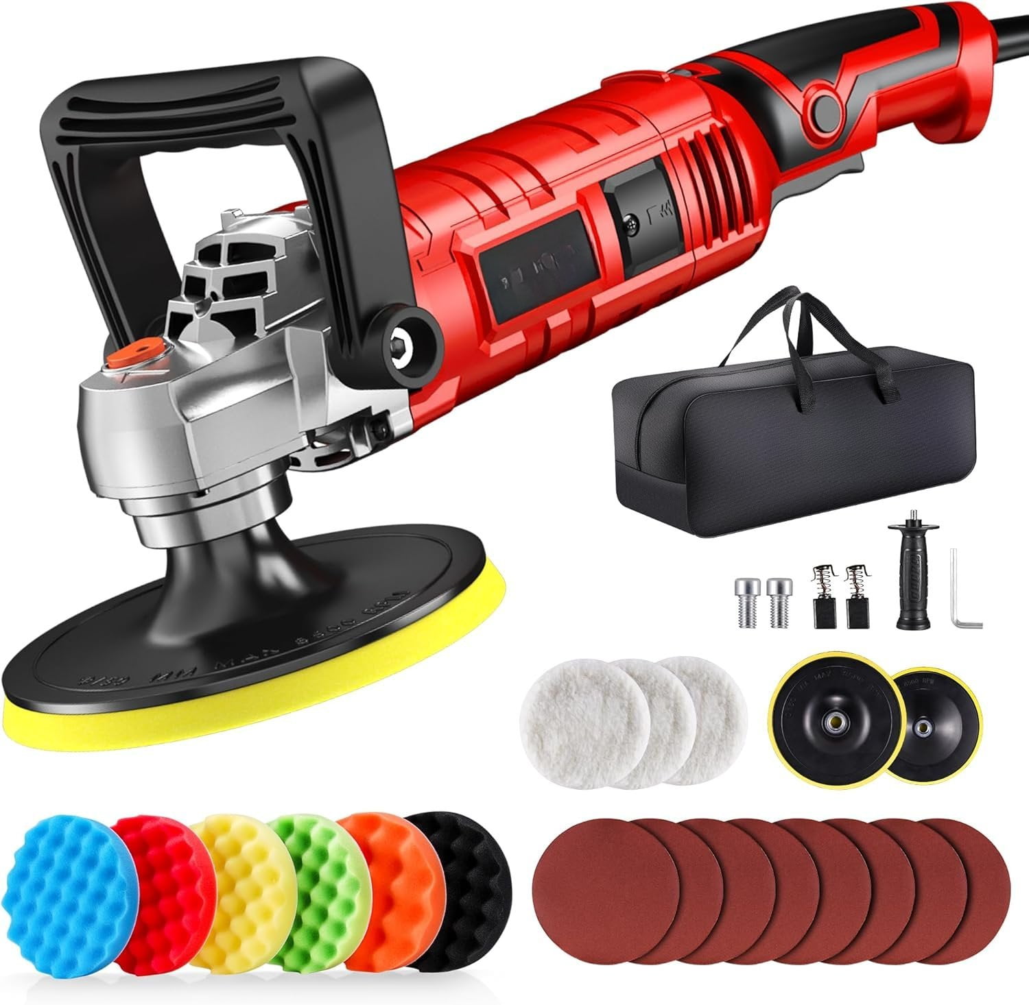 Buffer Polisher, 1600W 7 Inch/6 Inch Polisher for Detailing, Wax ...