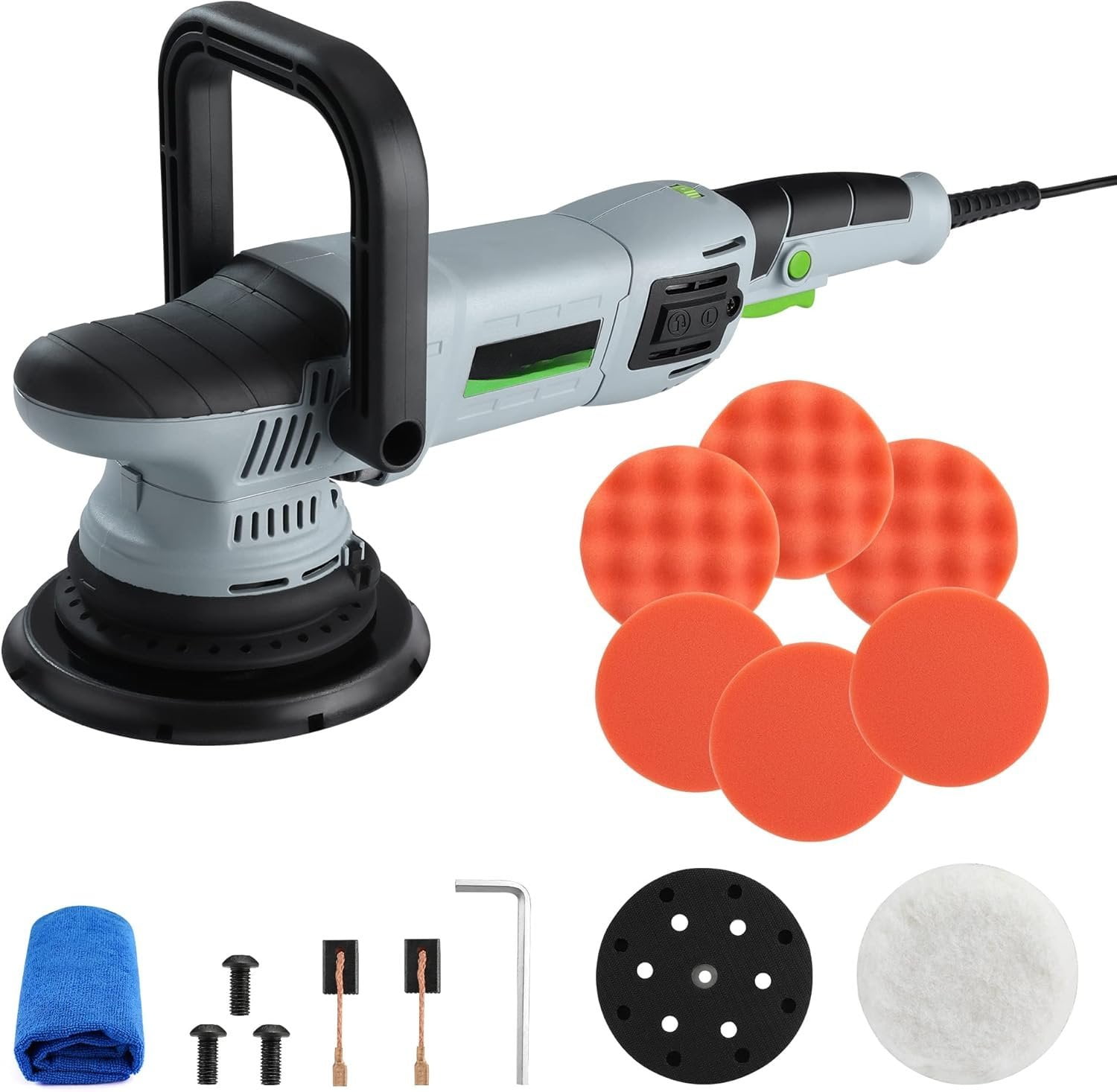 Buffer Polisher, 6-inch 1080W Dual Action Random Orbital Polish Kit for ...