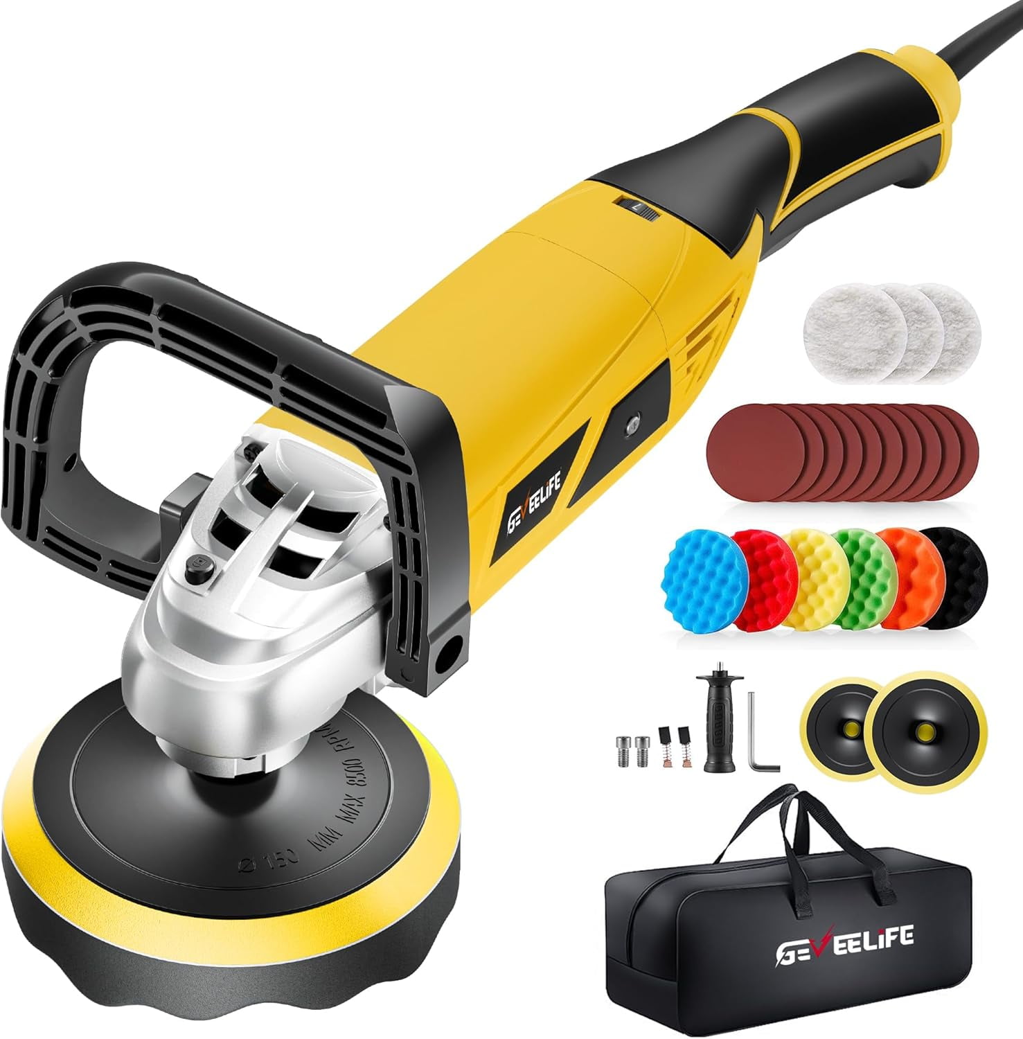 Buffer Polisher, 7 Variable Speed 1600W Rotary Car Buffer Polisher ...