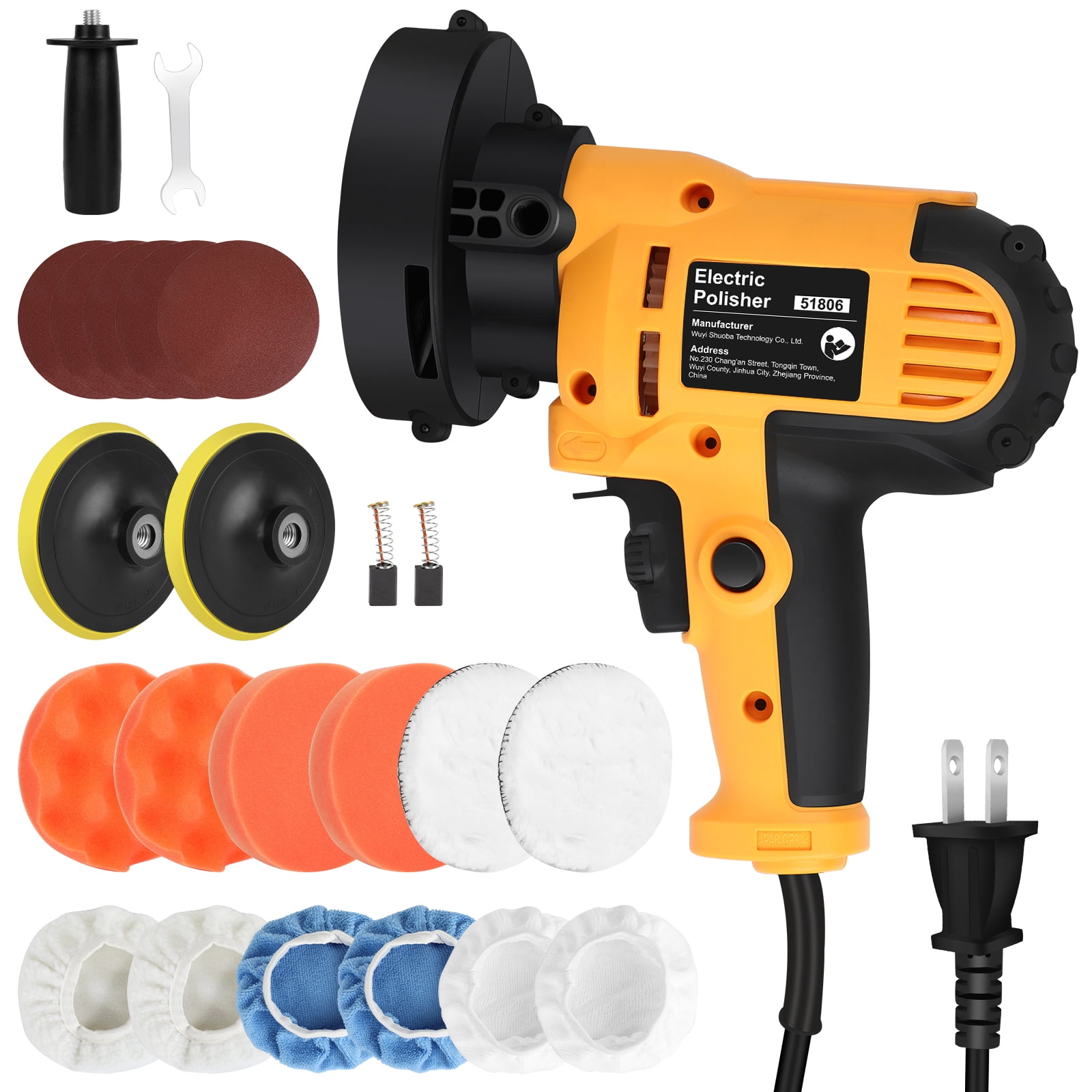 Buffer Polisher, 800W Powerful Buffer Polisher, 600-3700 rpm Rotary ...