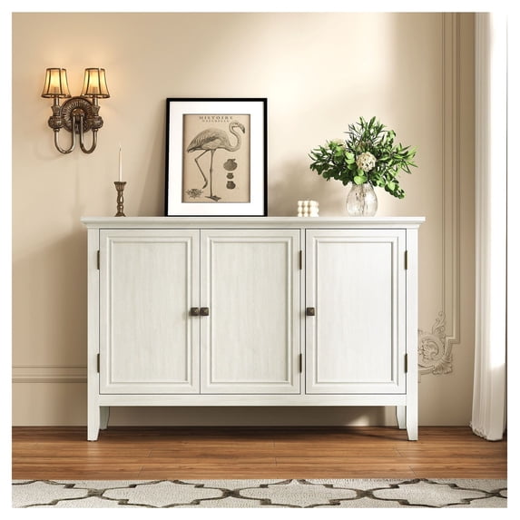 Buffet Cabinet 3-Door, Bohemian Sideboard, Wood Credenza, Adjustable ...