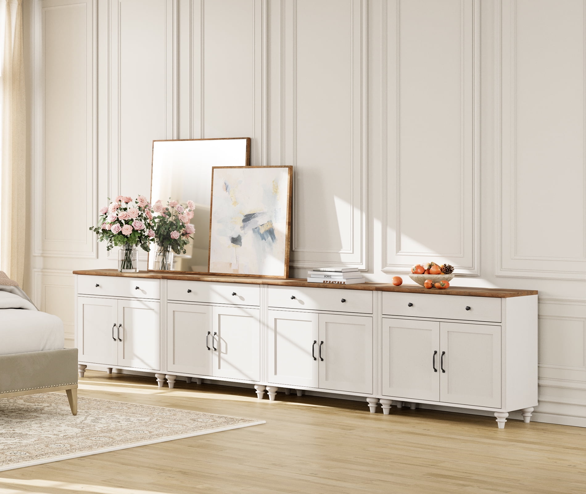 WAMPAT Buffet Cabinet - 8 Doors, 4 Drawers - Farmhouse Sideboard - Walmart.com