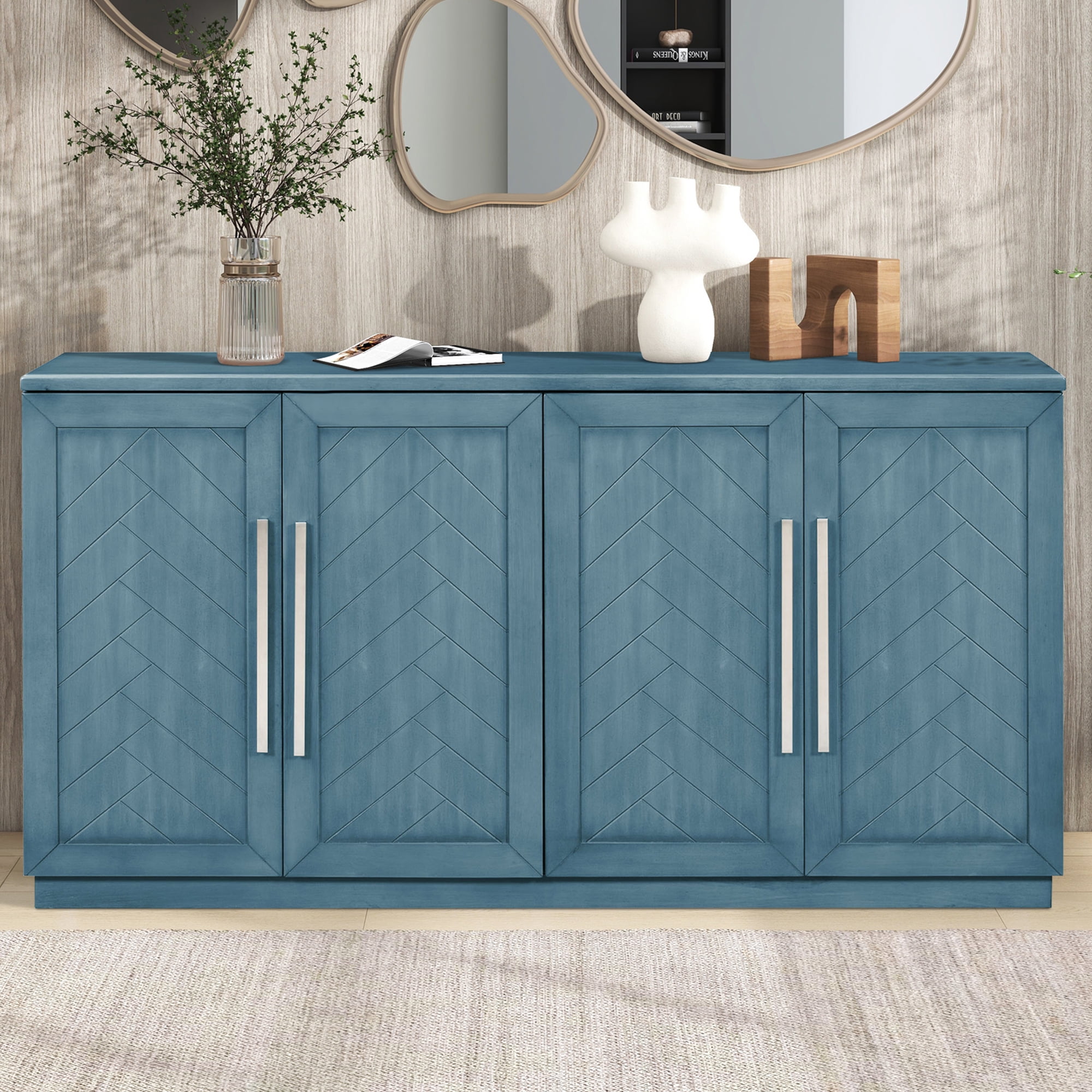 Buffet Cabinet, Atumon Accent Cabinet with 4 Doors, Farmhouse Buffet ...