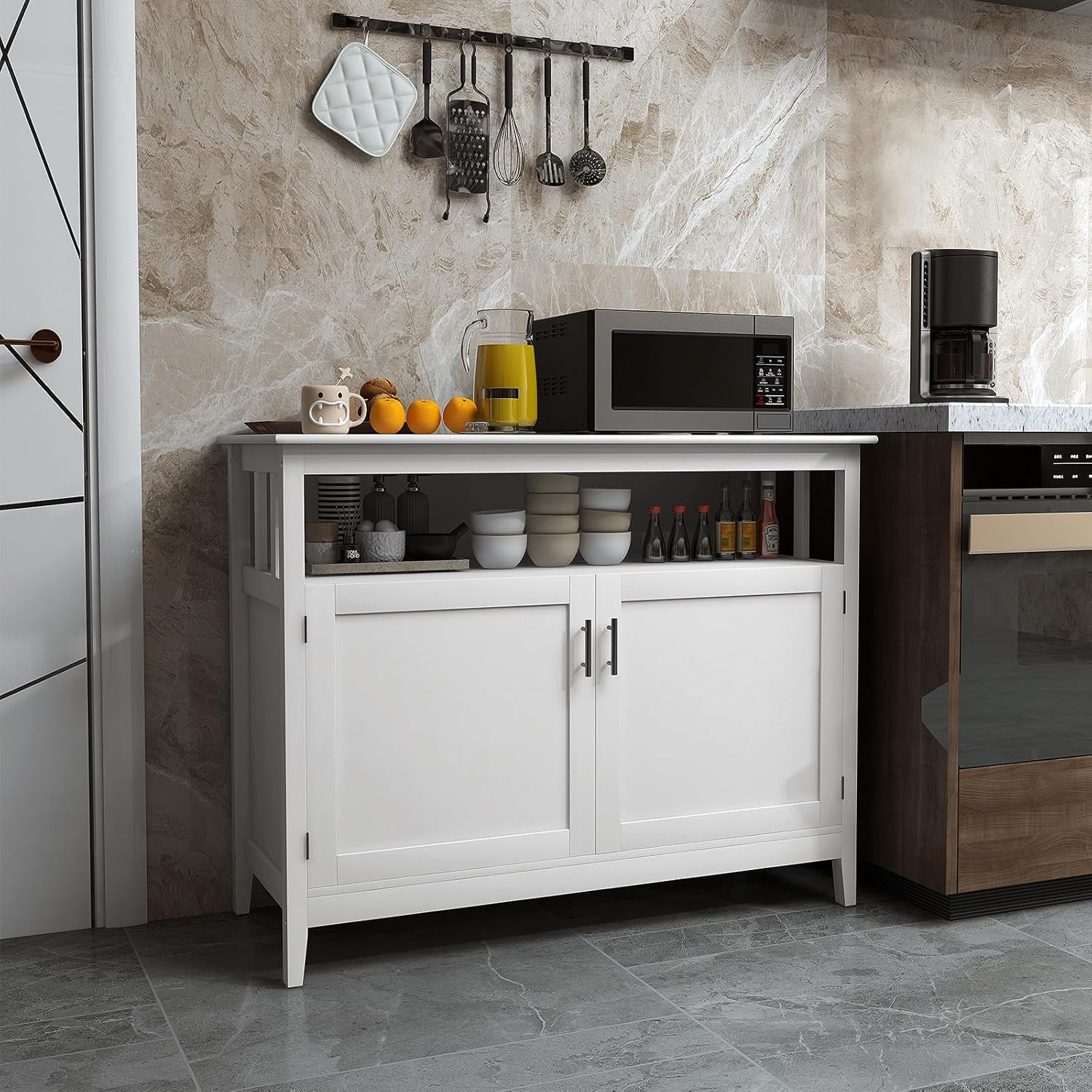 Buffet Cabinet with Doors, Modern Sideboard Adjustable Shelves ...