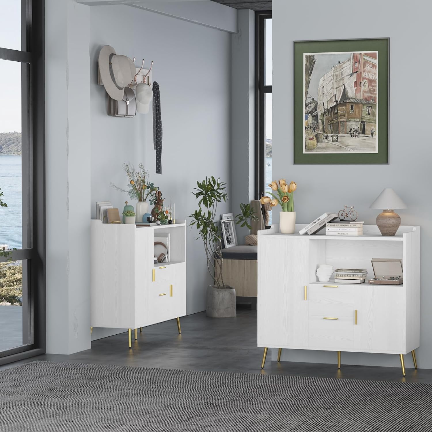 Buffet Cabinet with Drawers, 40" Sideboard Buffet Storage Cabinet with ...