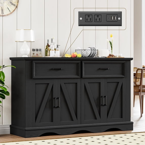 Buffet Cabinet with Drawers, 56" Large Sideboard Buffet Storage Cabinet ...