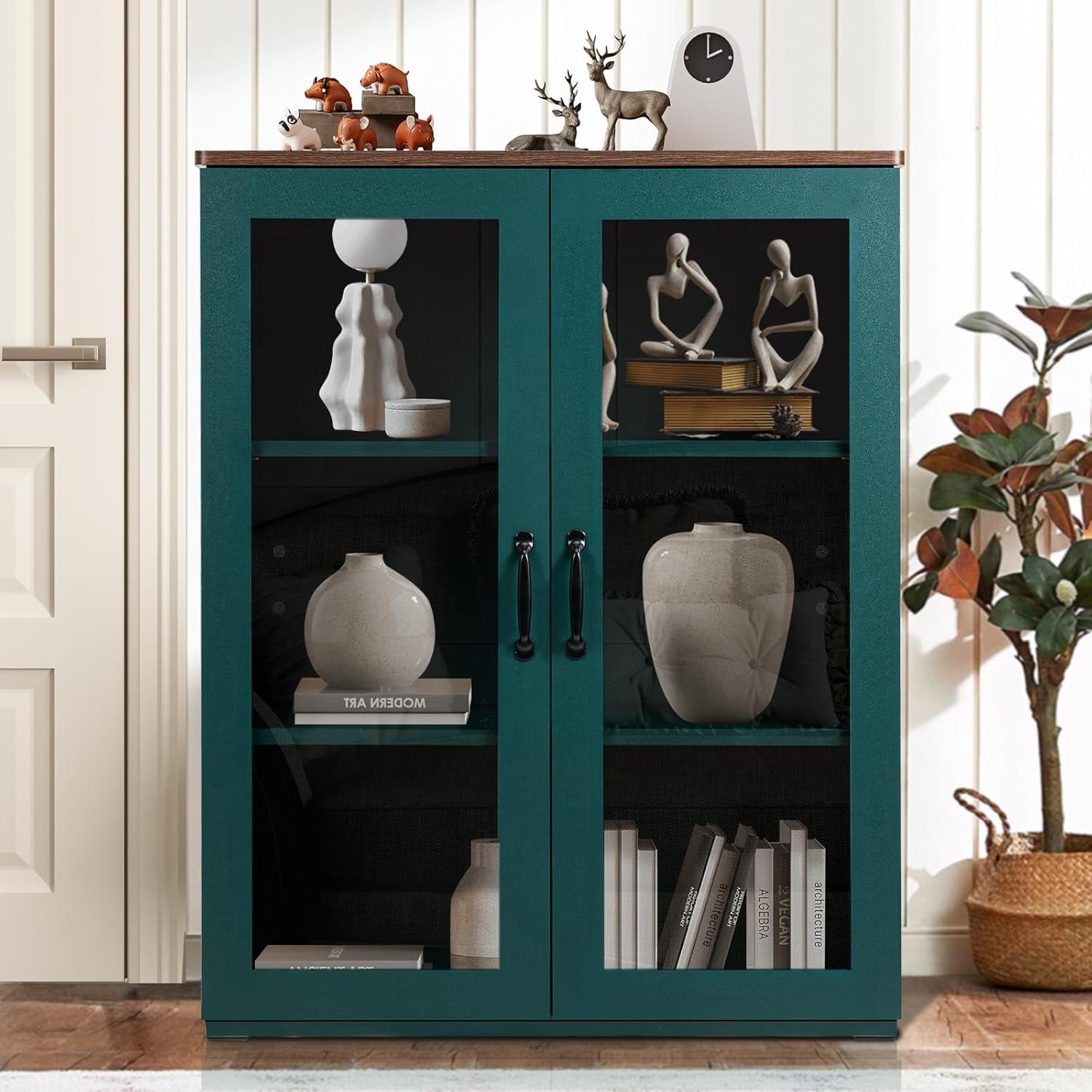 Buffet Cabinet, Free Standing Storage Cabinet with Tempered Glass Doors ...