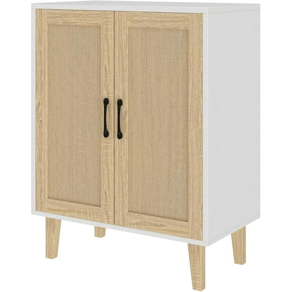 Buffet Cabinet Sideboard with Rattan Decorated Doors Kitchen Storage ...