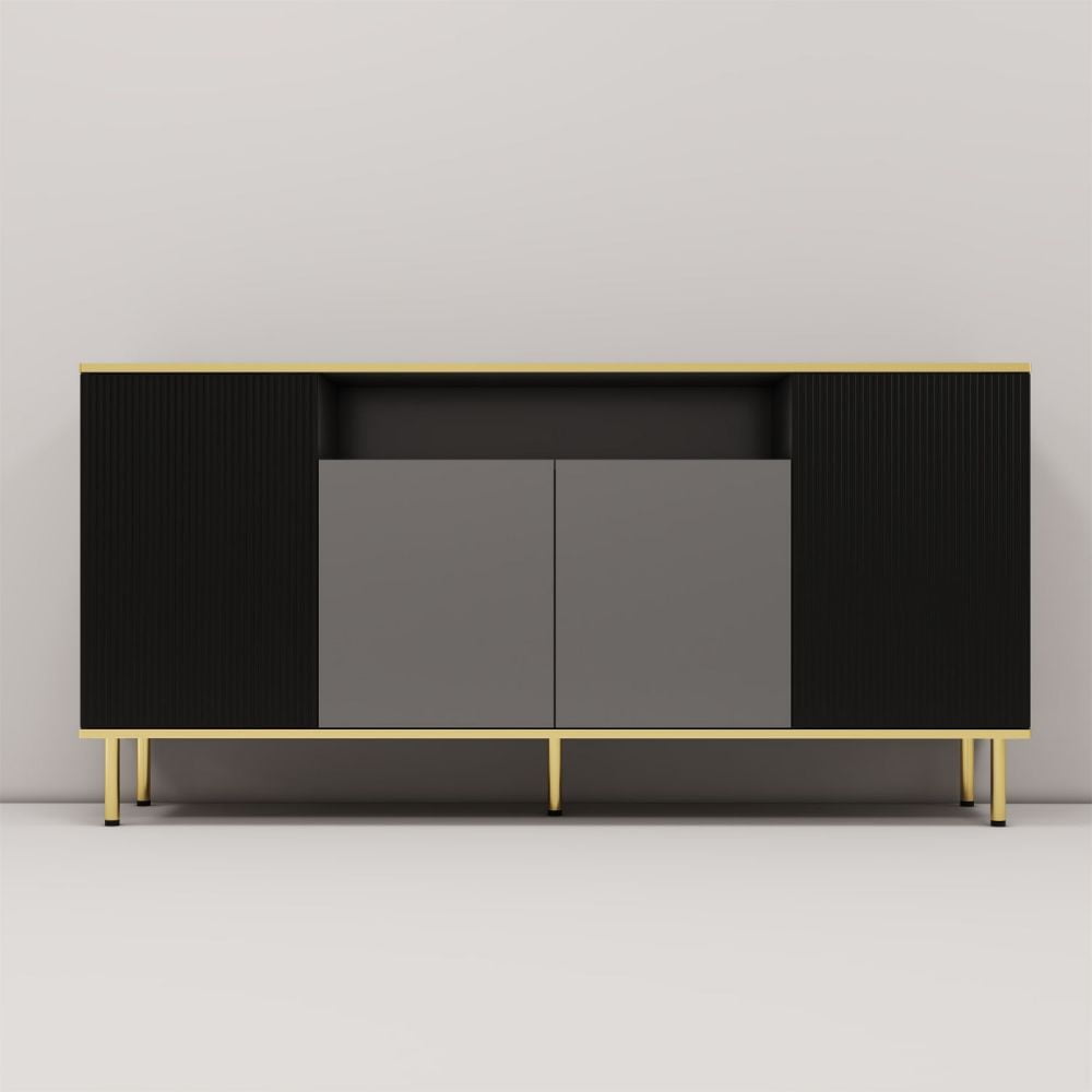 Buffet Cabinet Sideboards and Buffets Adjustable Shelves Open Shelf Wooden Storage (62*15*30 ...