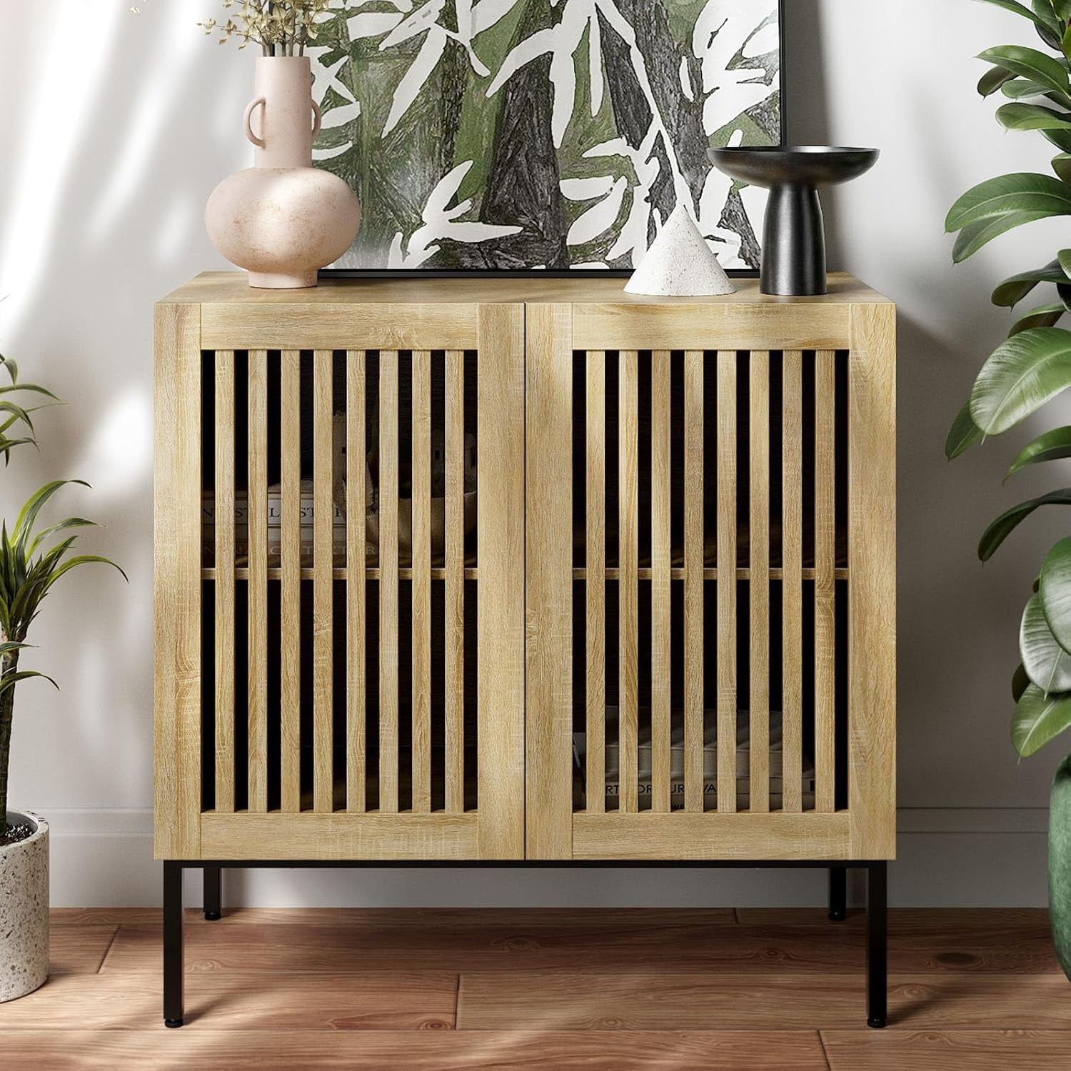 Buffet Cabinet with Storage,31.5" Farmhouse Console Table with Metal ...