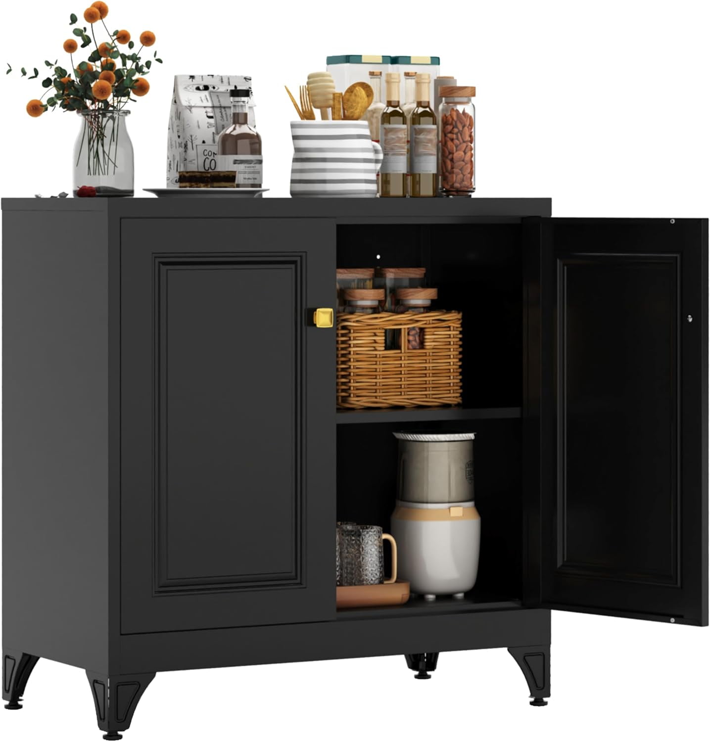 Buffet Cabinet with Storage, 33" H Metal Sideboard Cabinet 2 Doors ...