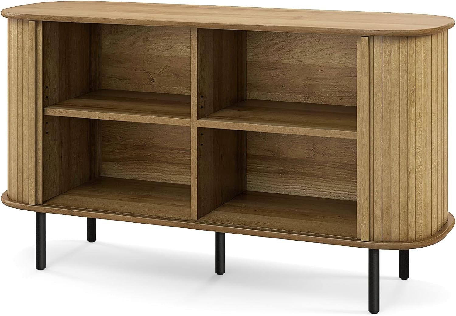 Buffet Cabinet with Storage, 47” Fluted Sideboard with Sliding Tambour Doors, Adjustable Shelves ...