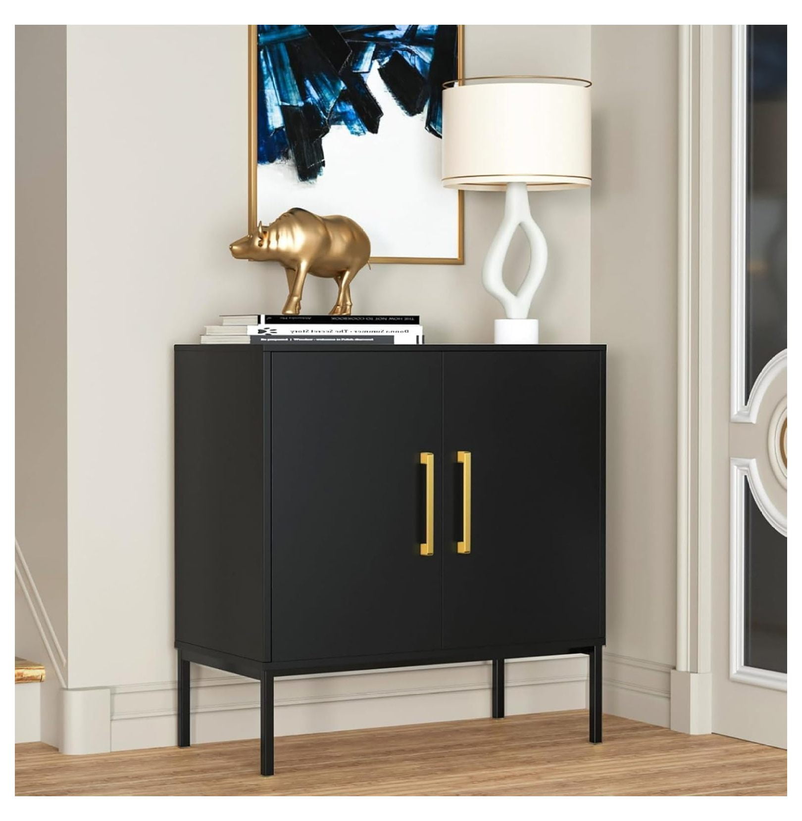 Buffet Cabinet with Storage, Accent Cabinet Modern Wooden Free Standing ...