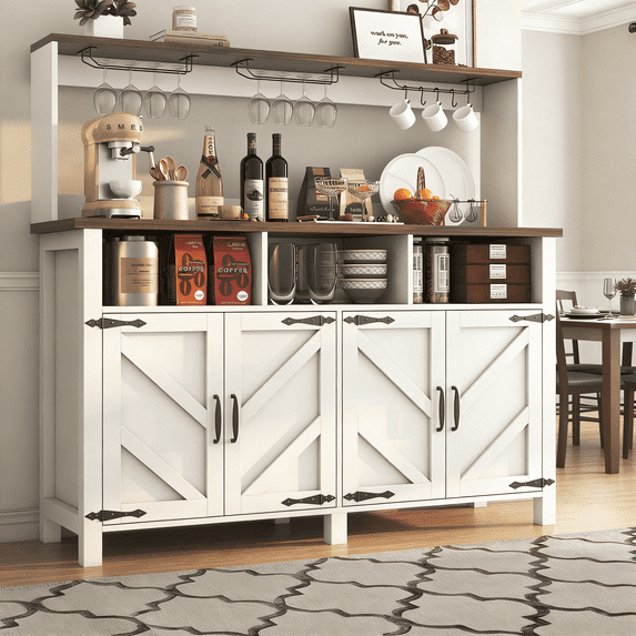 Buffet Cabinet with Storage, Coffee Bar Cabinet with Power Outlets ...