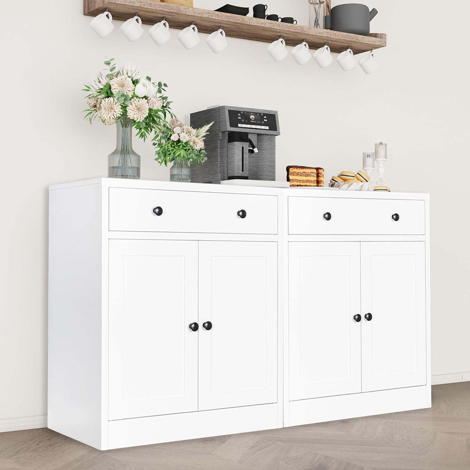 Buffet Cabinet with Storage Drawers, Sideboard Buffet Table Storage ...