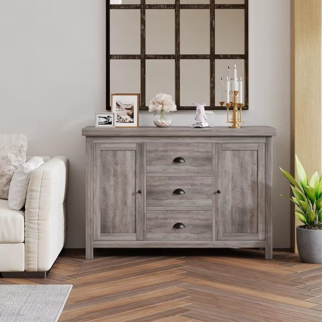 Buffet Cabinet with Storage, Farmhouse Kitchen Sideboard with 3 Drawers ...